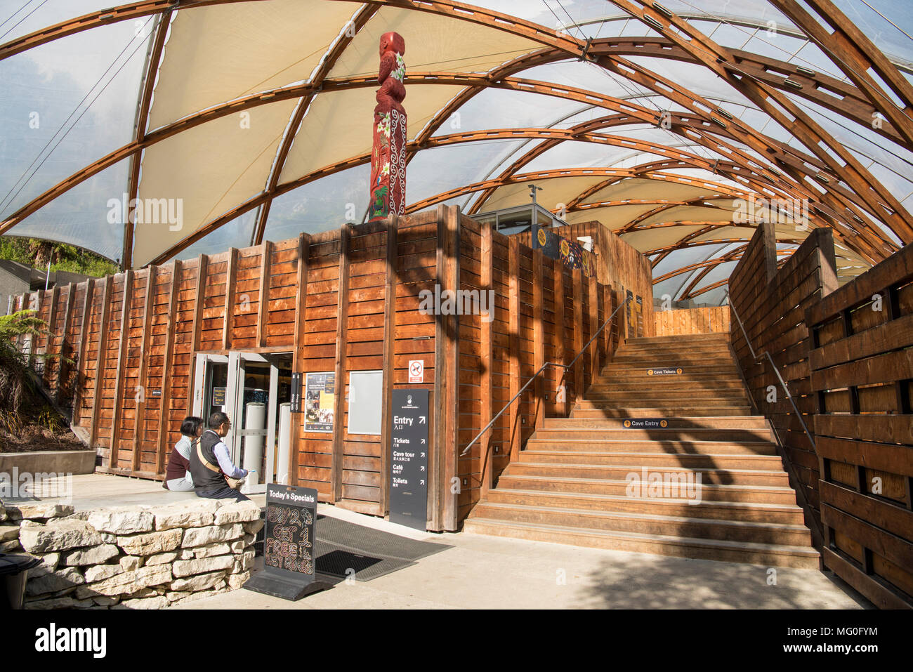 Waitomo Glow worm caves Visitor Centre / entrance. New Zealand Stock ...