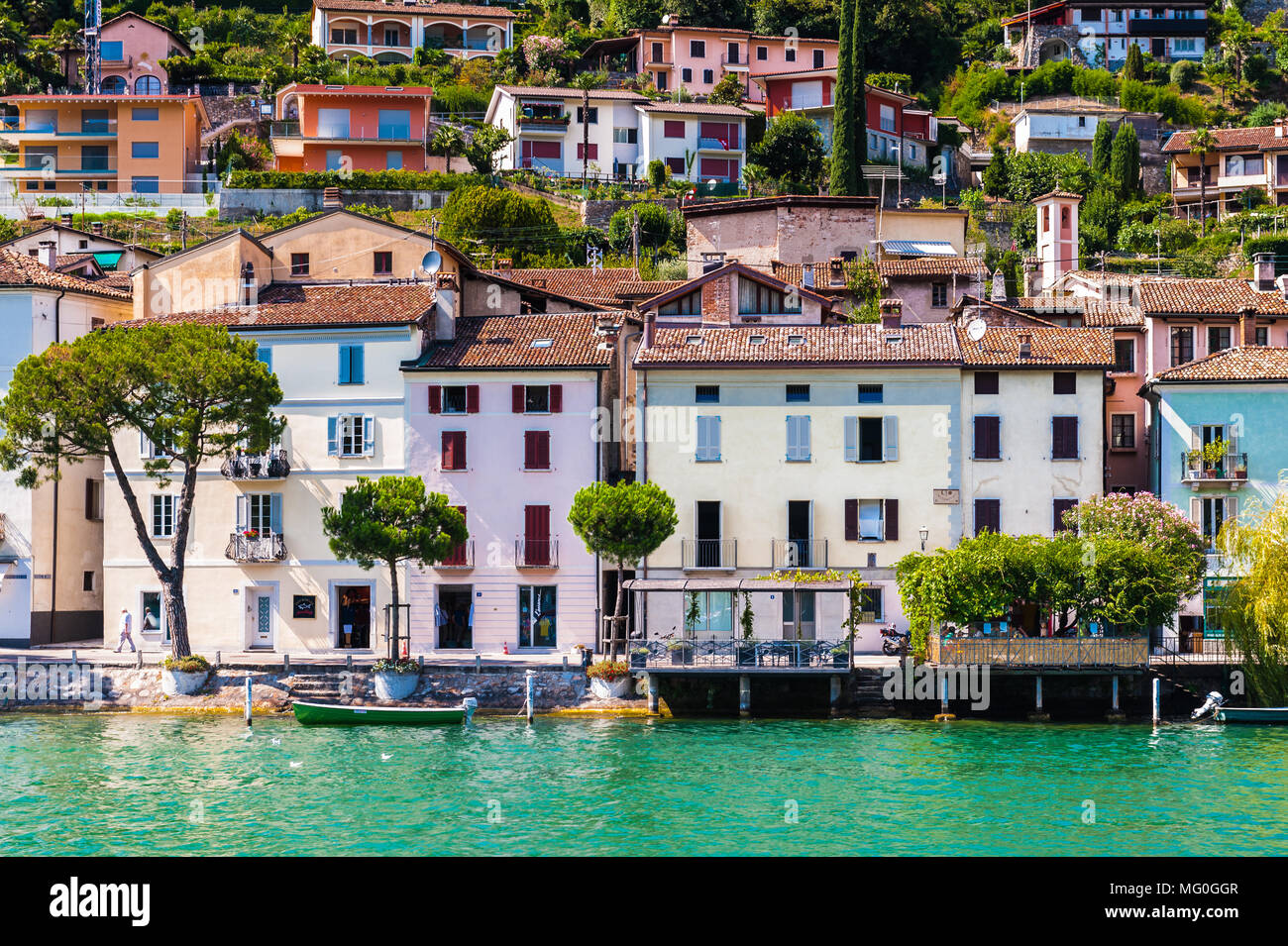 Morcote, a municipality in the Swiss canton of Ticino, Lake Lugano ...