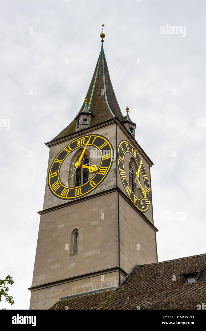 Europe largest clock face, St. Peter's church, Zurich, Switzerland ...