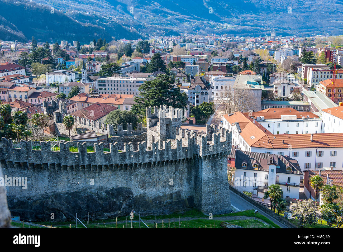 Architecture of the Ancient city of Bellinzona, Switzerland Stock Photo ...