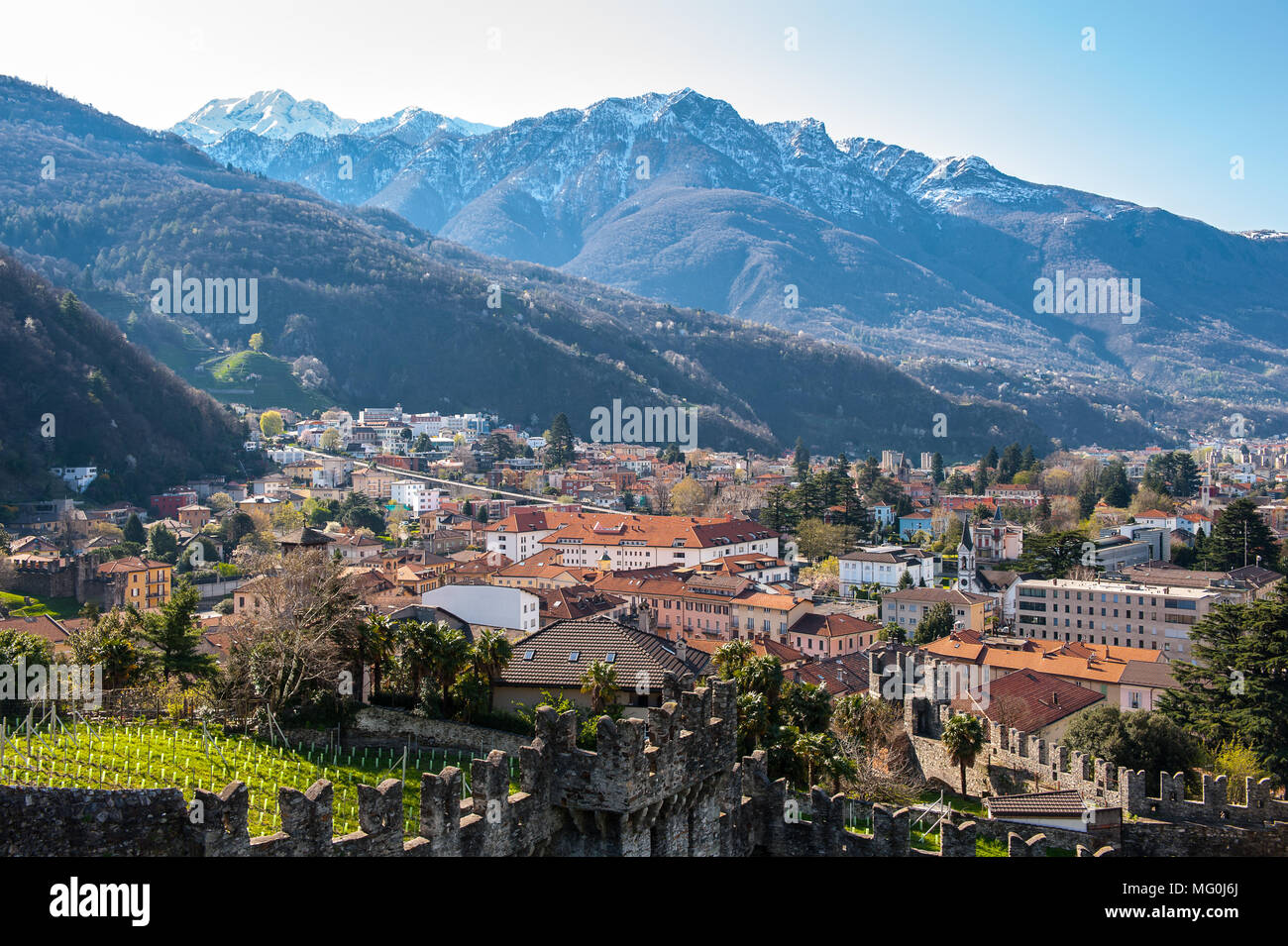 Architecture of the Ancient city of Bellinzona, Switzerland Stock Photo ...