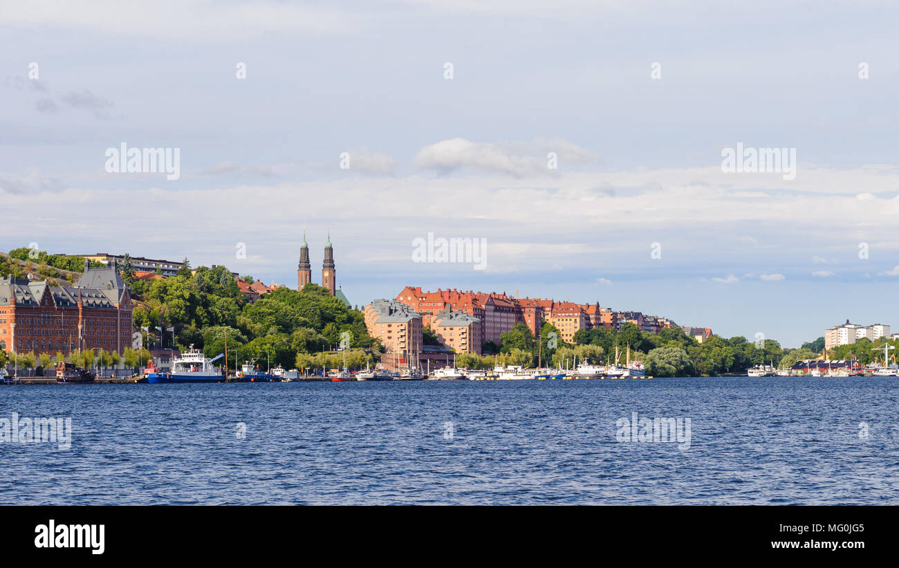 Lake Malaren and the morning landscape of Stockholm, the capital of ...