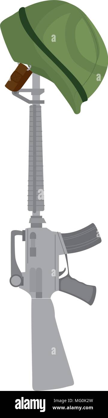 rifle war with helmet vector illustration design Stock Vector Image ...