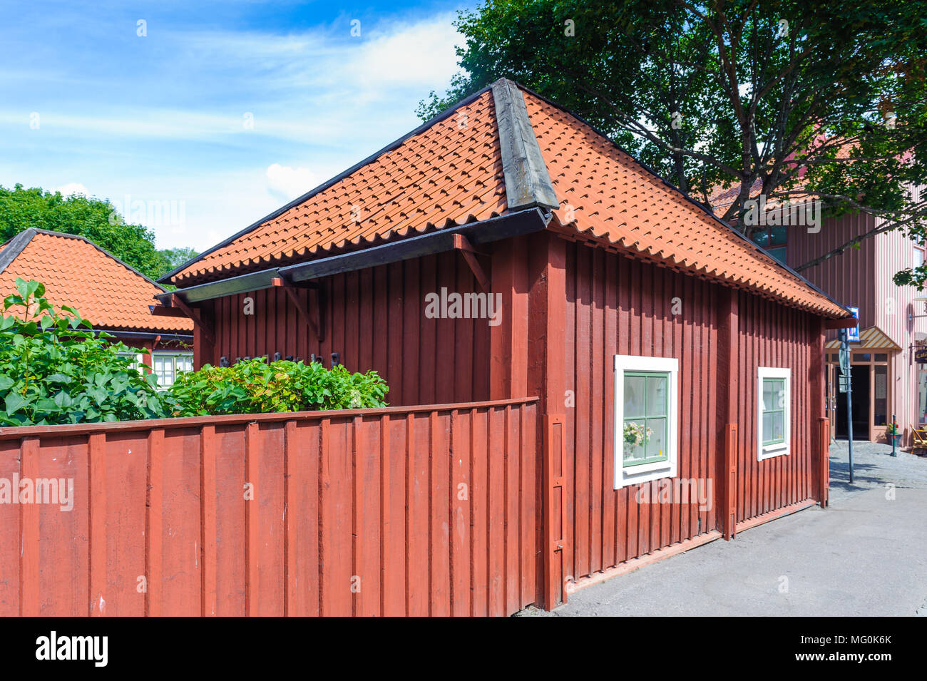 Red building in Sigtuna, Sweden Stock Photo - Alamy