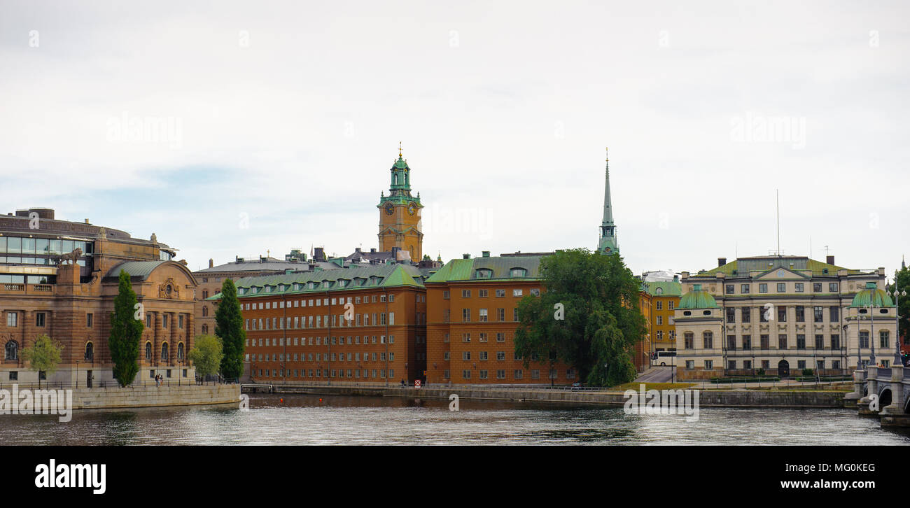 Beautiful colorful architecture of the center of Stockholm, Sweden ...