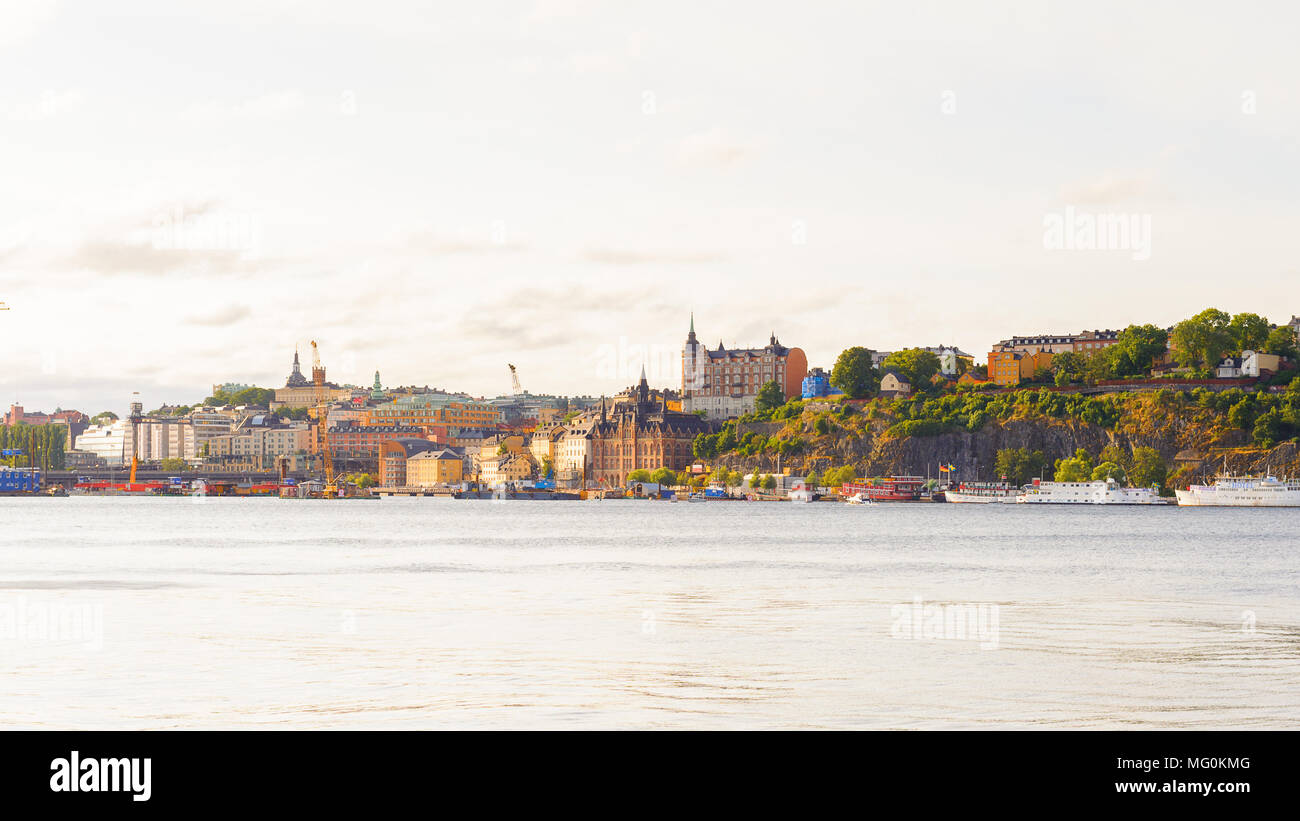 Lake Malaren and the morning landscape of Stockholm, the capital of ...
