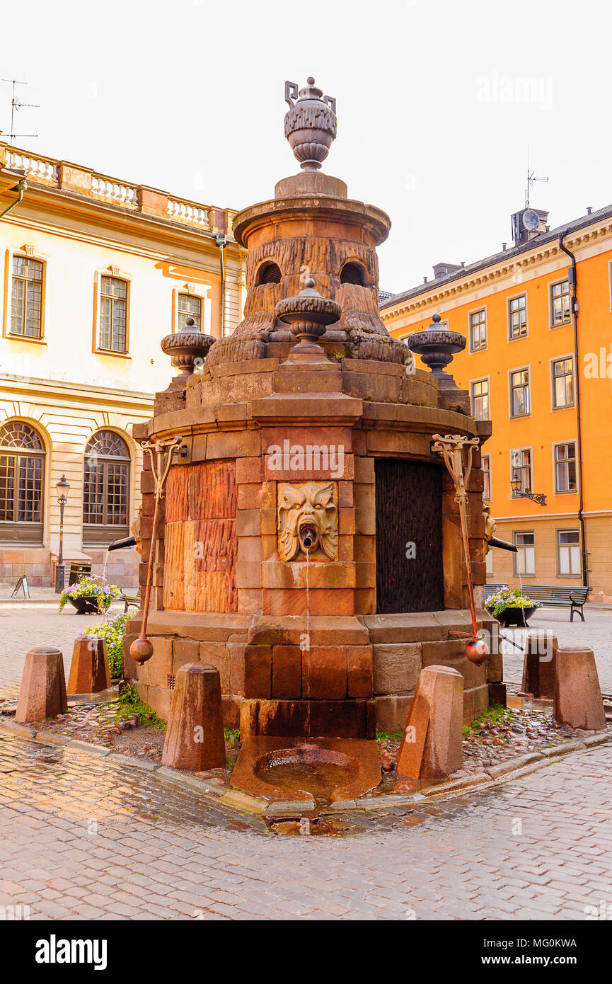 The well, Stortorget, The Big Square, Stockholm, Sweden Stock Photo - Alamy