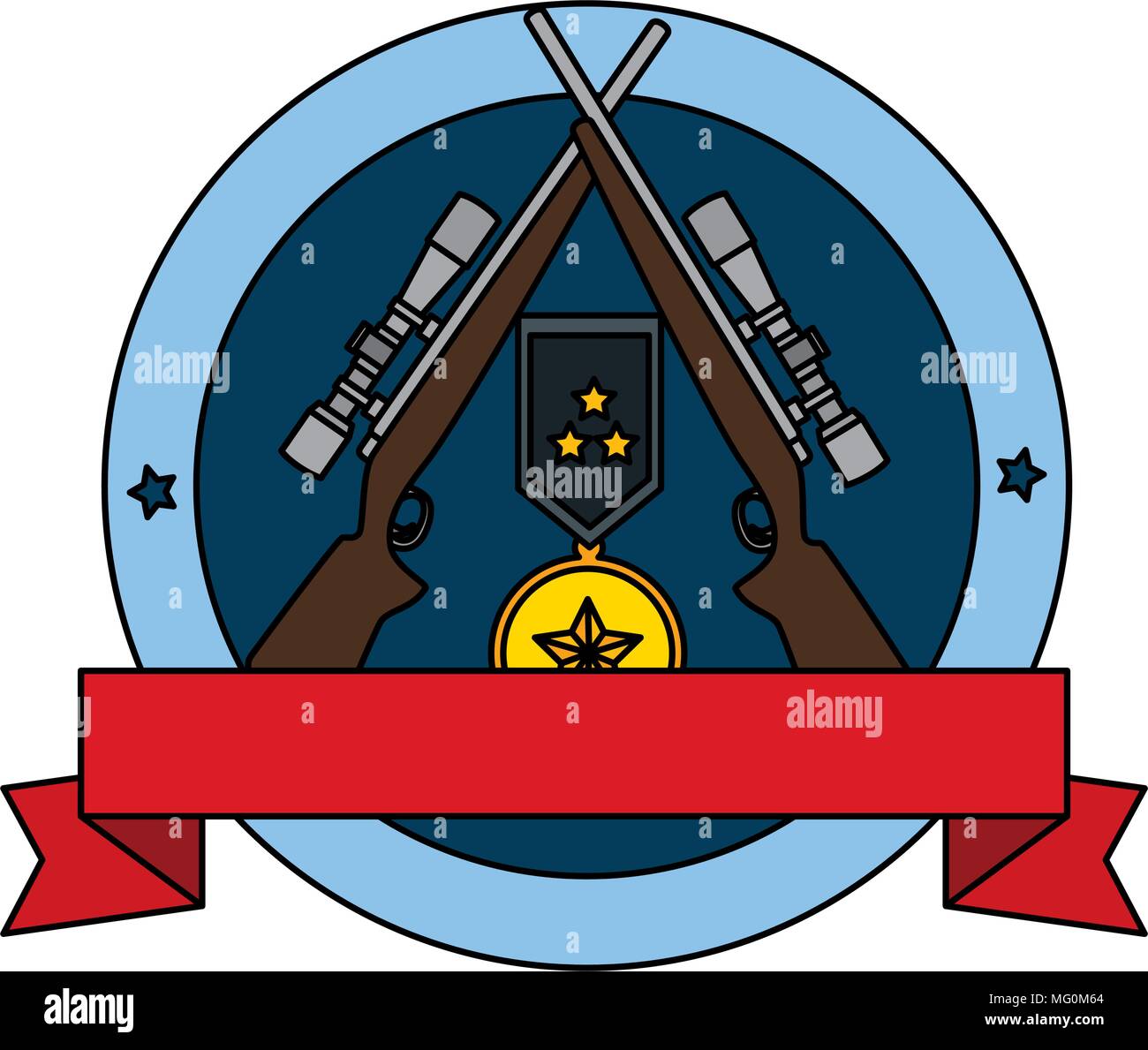 sniper rifles with medal emblem vector illustration design Stock Vector ...