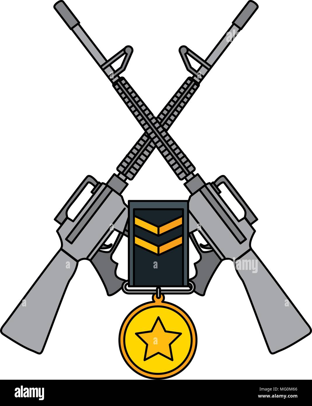 rifles war crossed with medal vector illustration design Stock Vector ...
