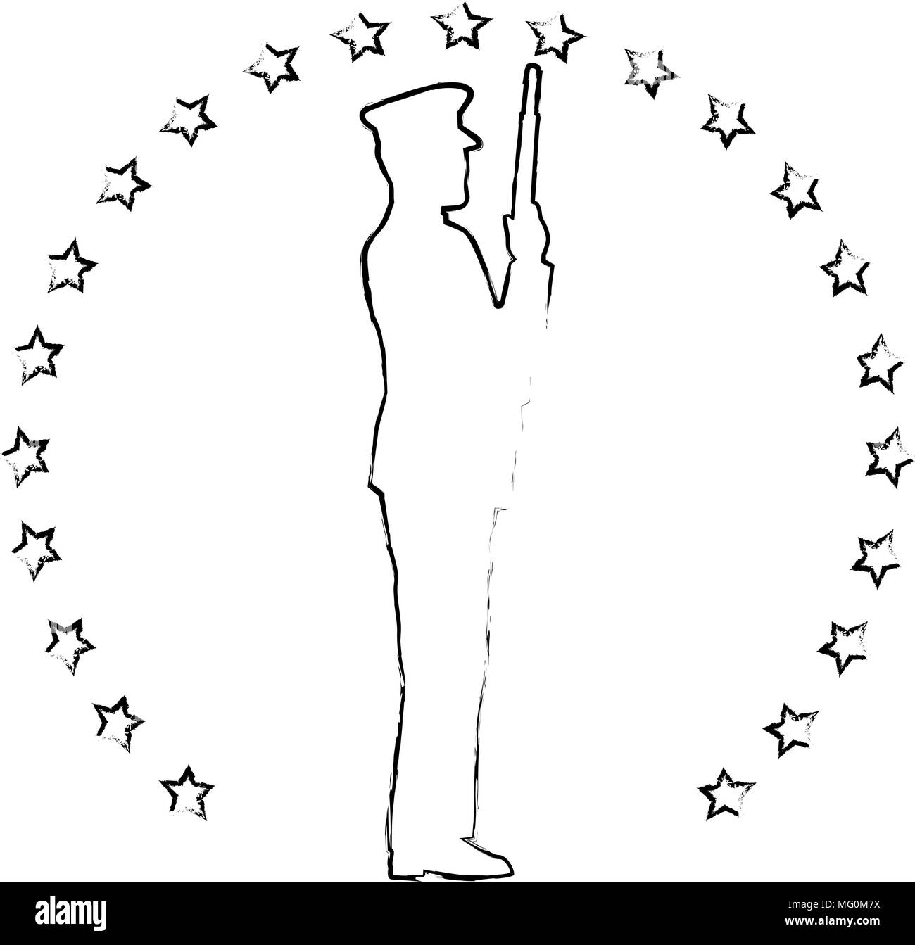 military in ceremony with rifle and stars vector illustration design ...