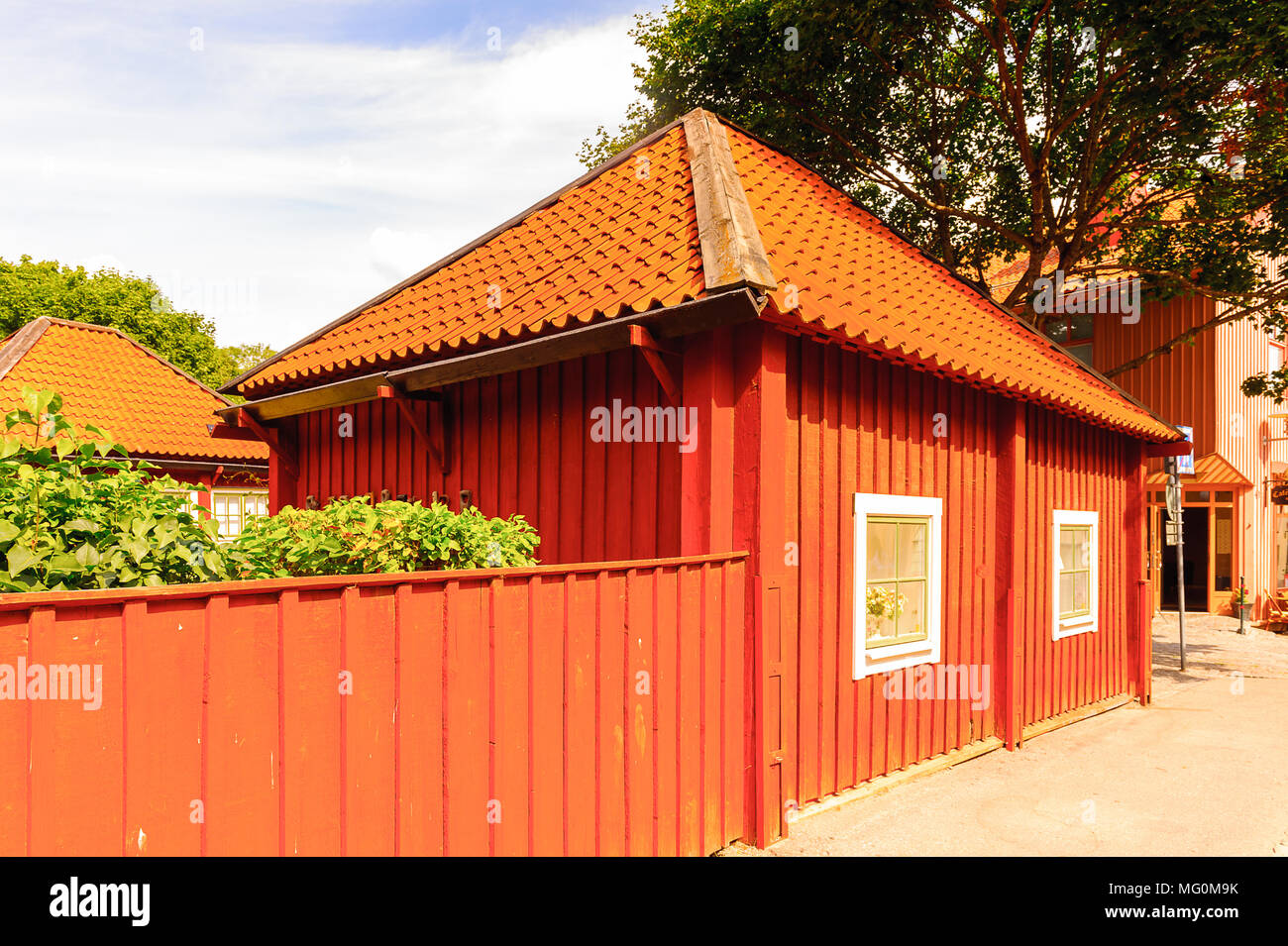 Red building in Sigtuna, Sweden Stock Photo - Alamy