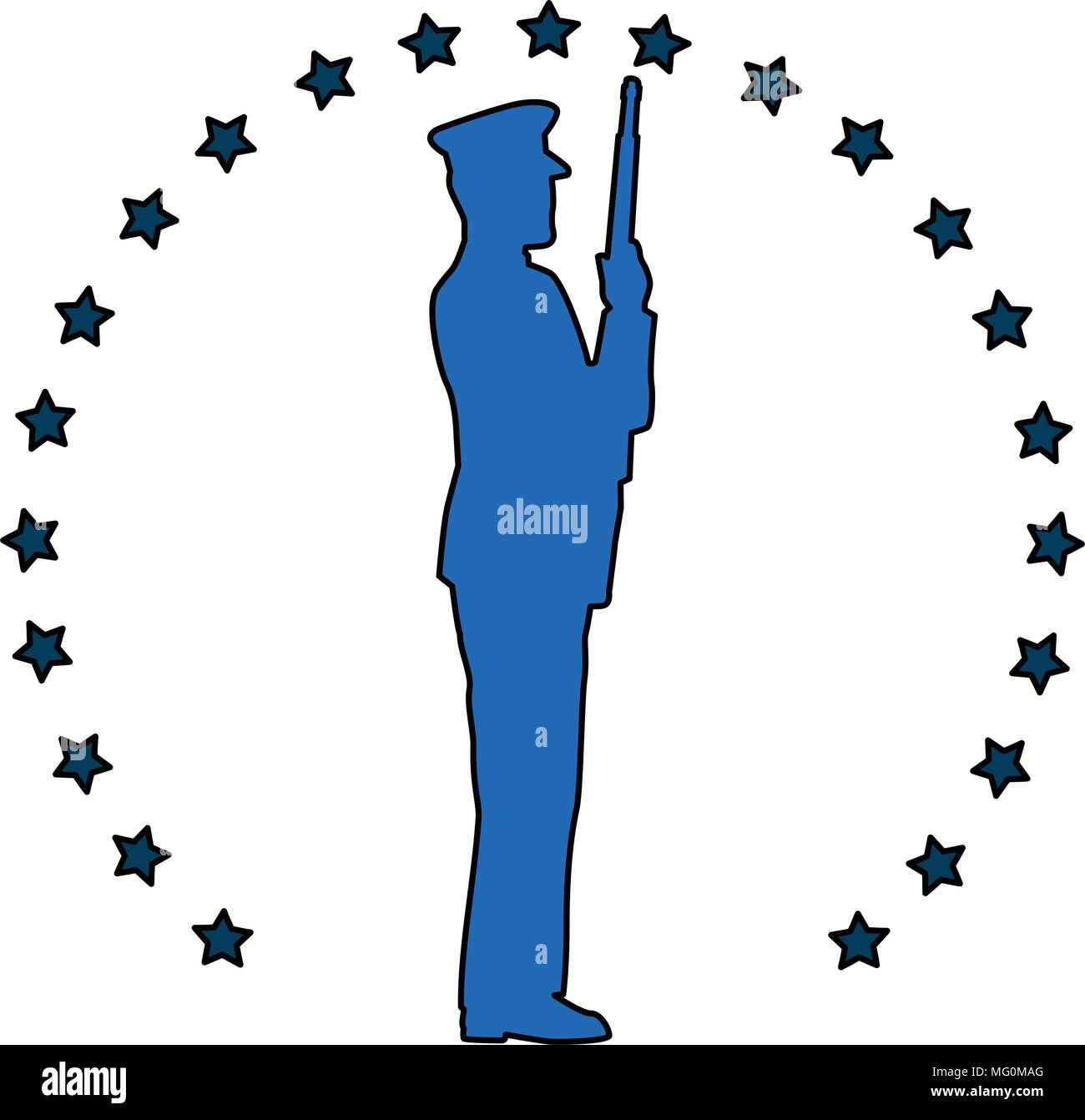 military in ceremony with rifle and stars vector illustration design ...