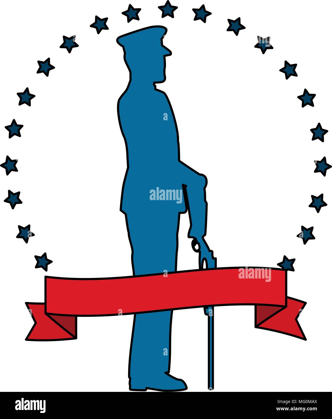 military in ceremony with rifle and stars emblem vector illustration ...