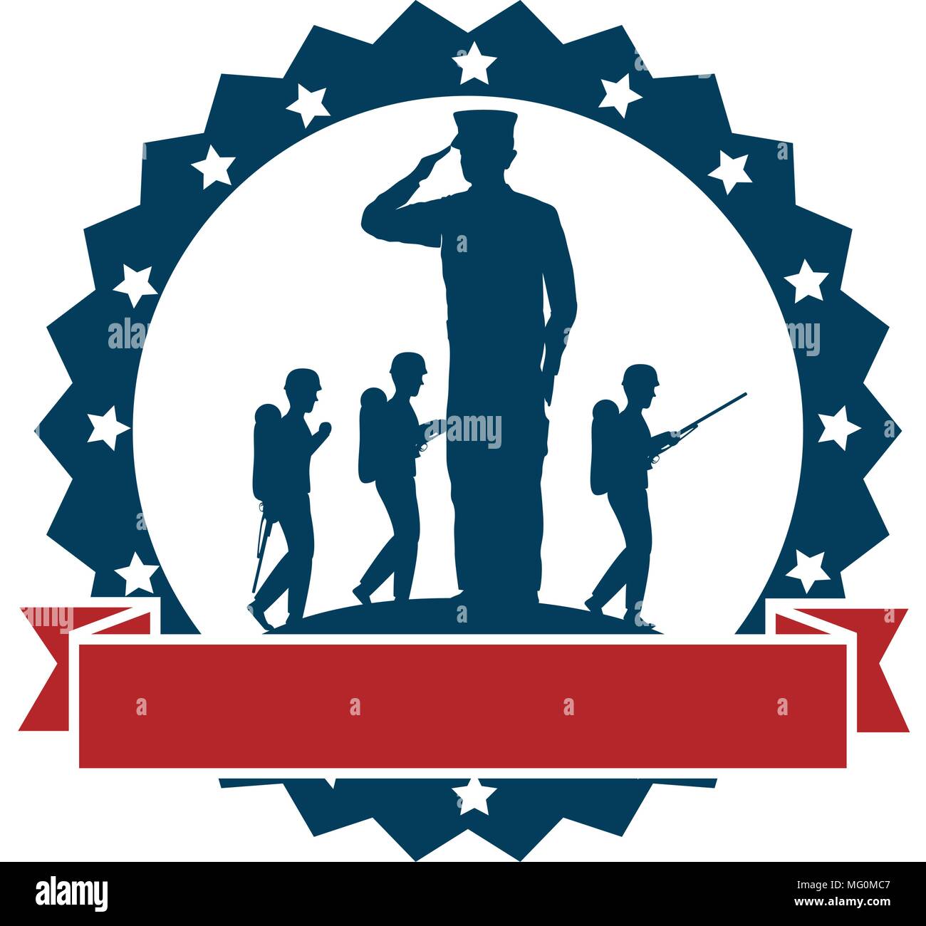 silhouette of military saluting with tropers vector illustration design ...