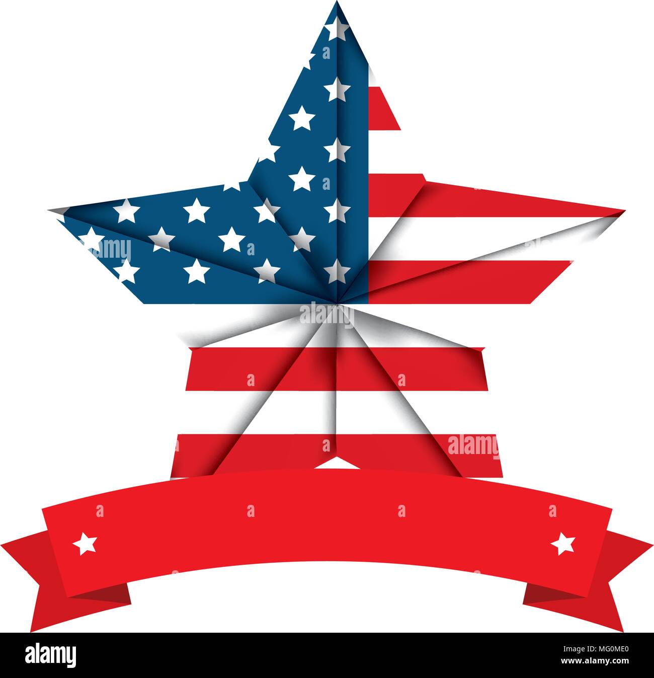 united states of america emblem with star shape and ribbon vector ...