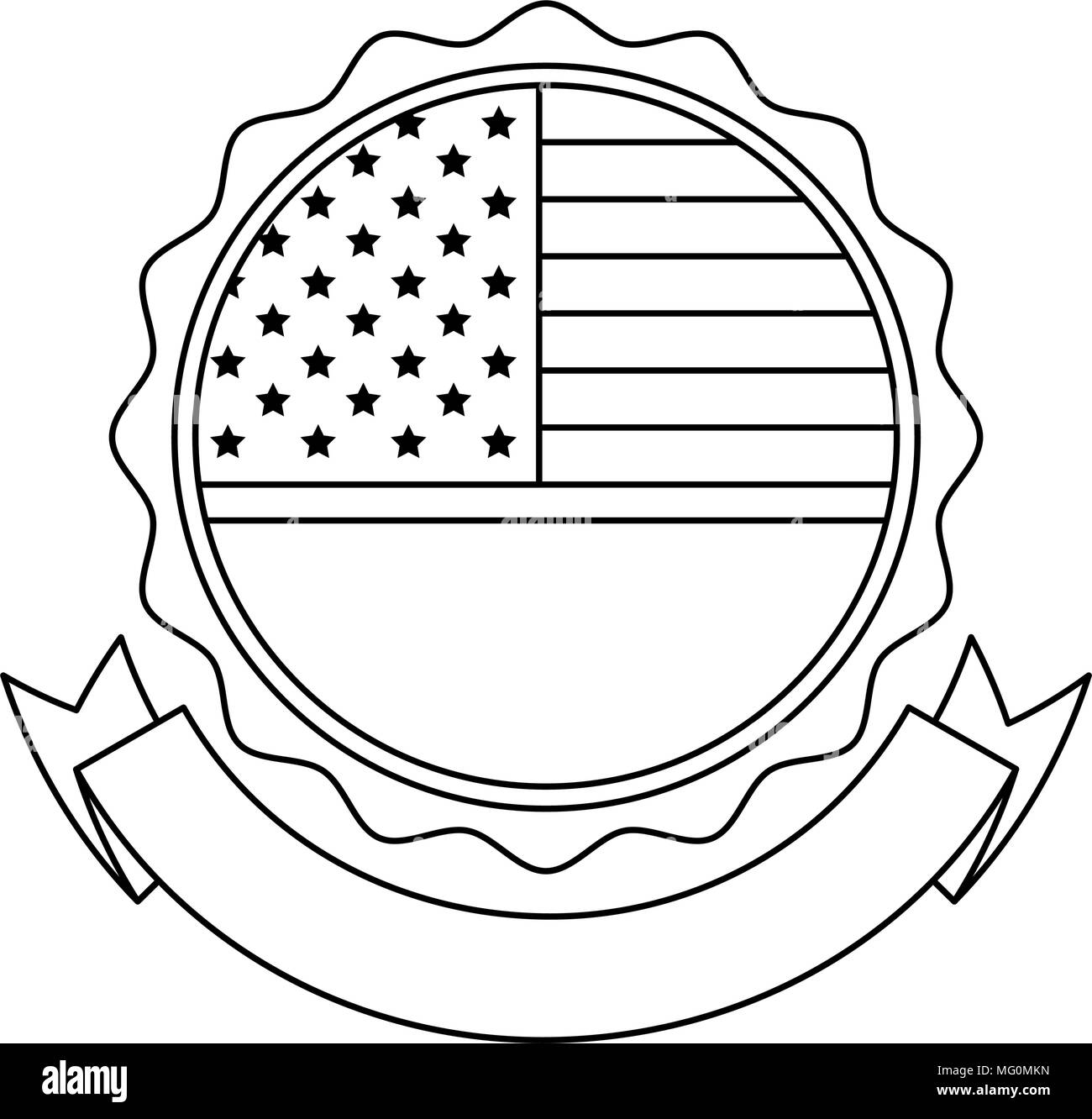 united states of america circular emblem with ribbon vector ...