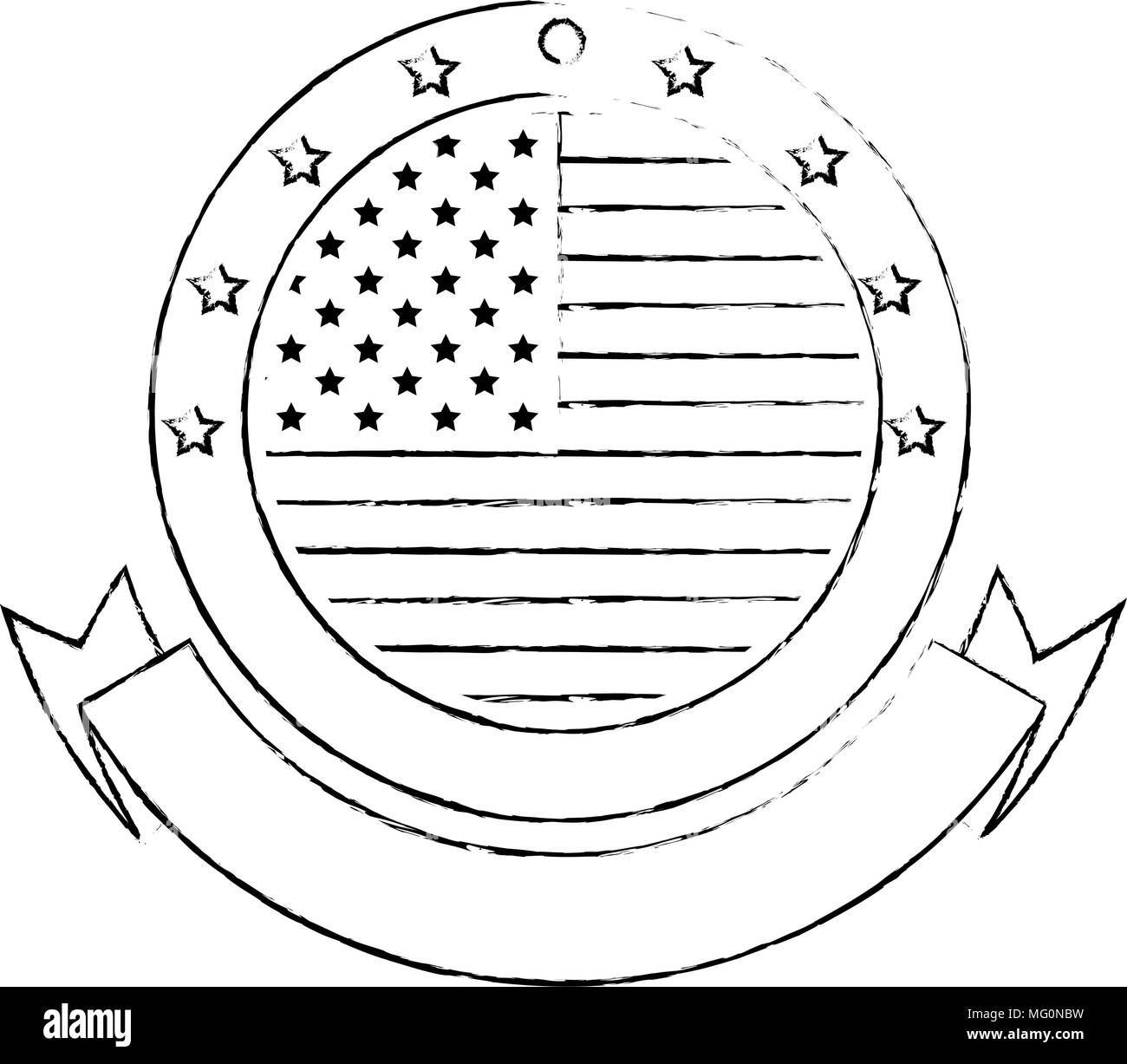 united states of america circular emblem with ribbon vector ...