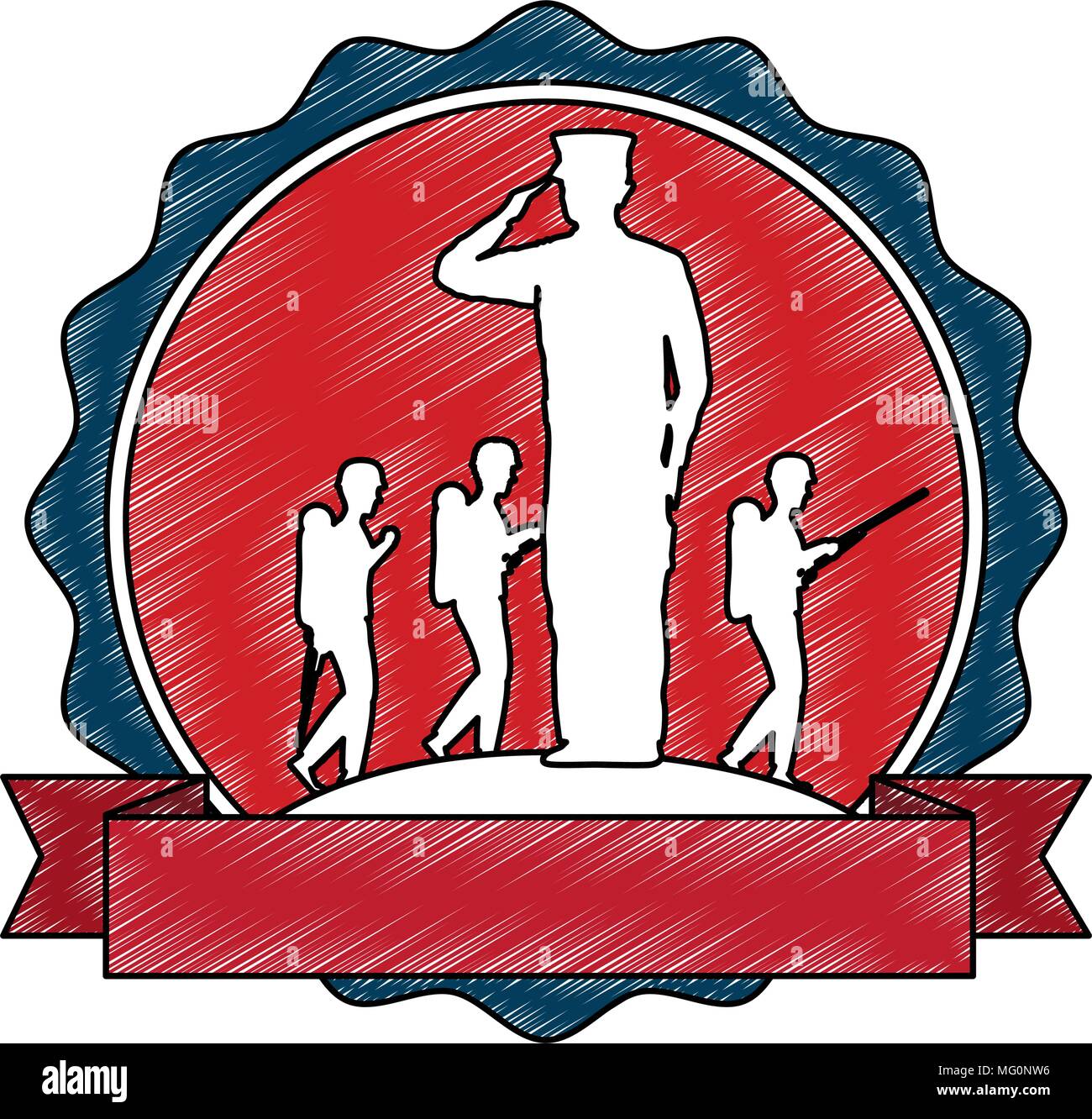 silhouette of military saluting with tropers vector illustration design ...