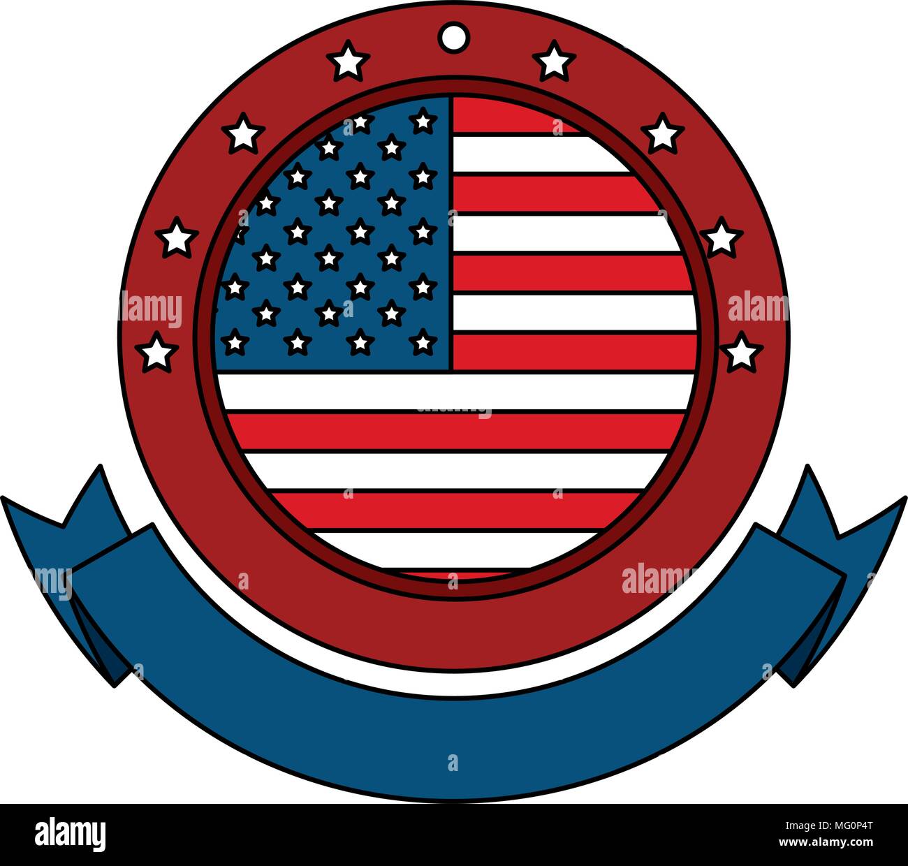 united states of america circular emblem with ribbon vector ...