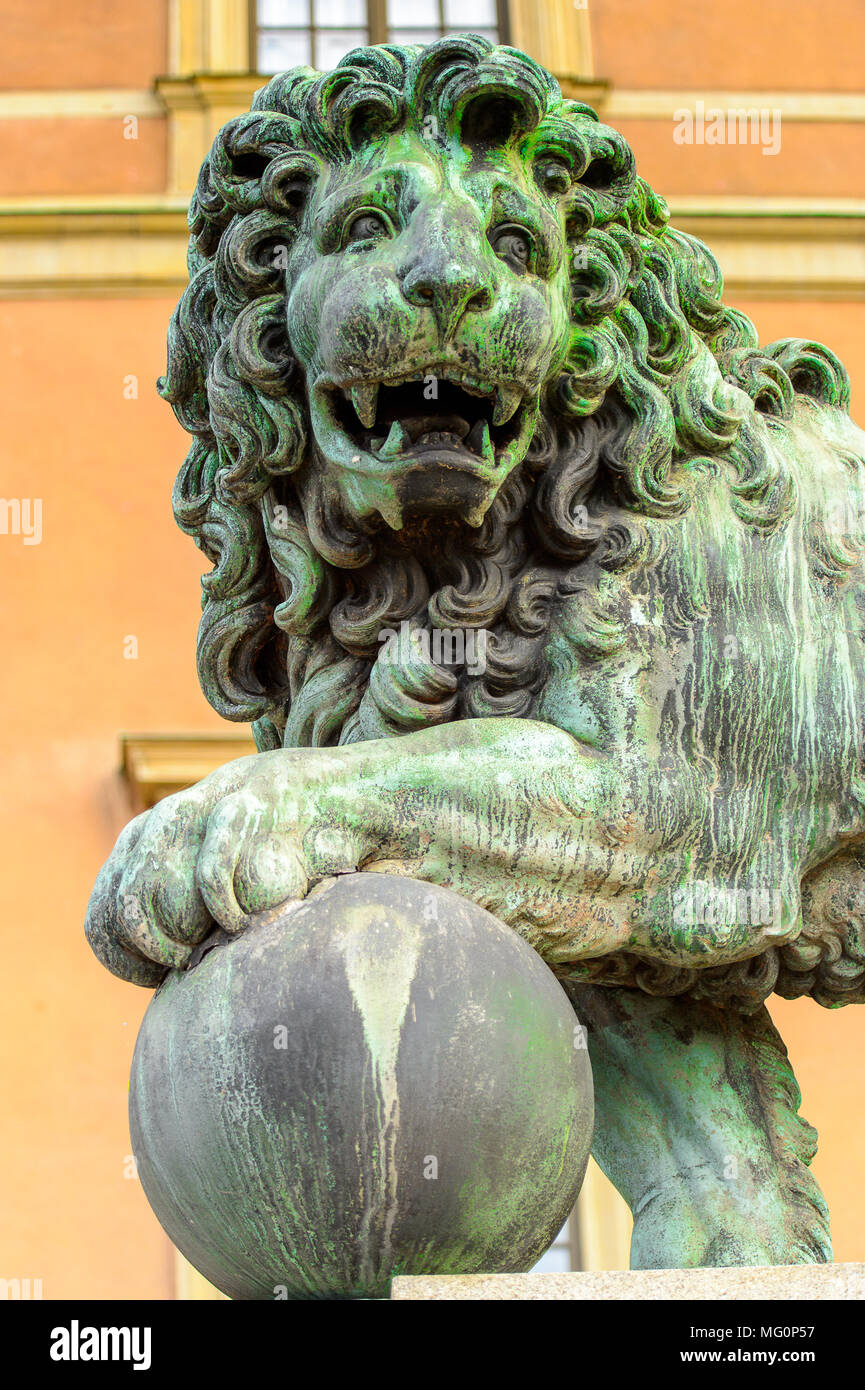 Lion statue at the Royal palace of Stockholm, Sweden Stock Photo - Alamy