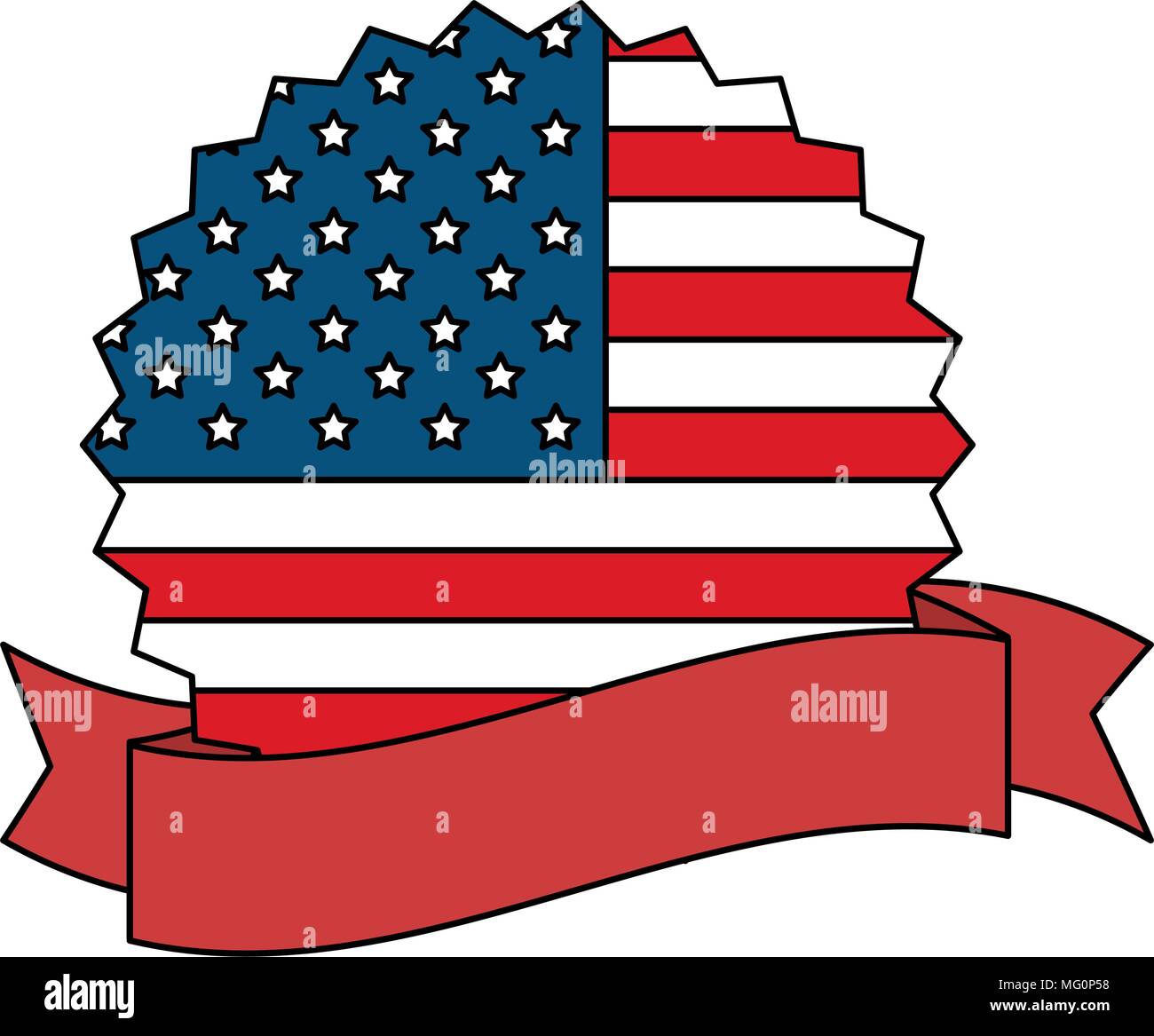 united states of america circular emblem with ribbon vector ...