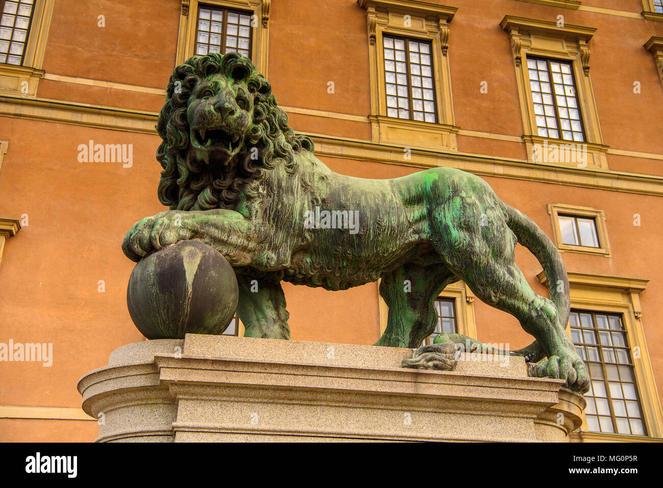 Lion statue at the Royal palace of Stockholm, Sweden Stock Photo - Alamy
