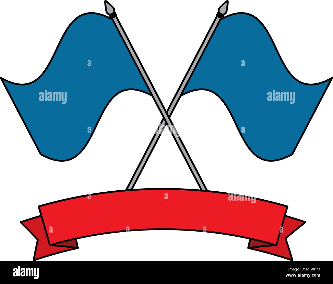 flags crossed in pole with ribbon vector illustration design Stock ...