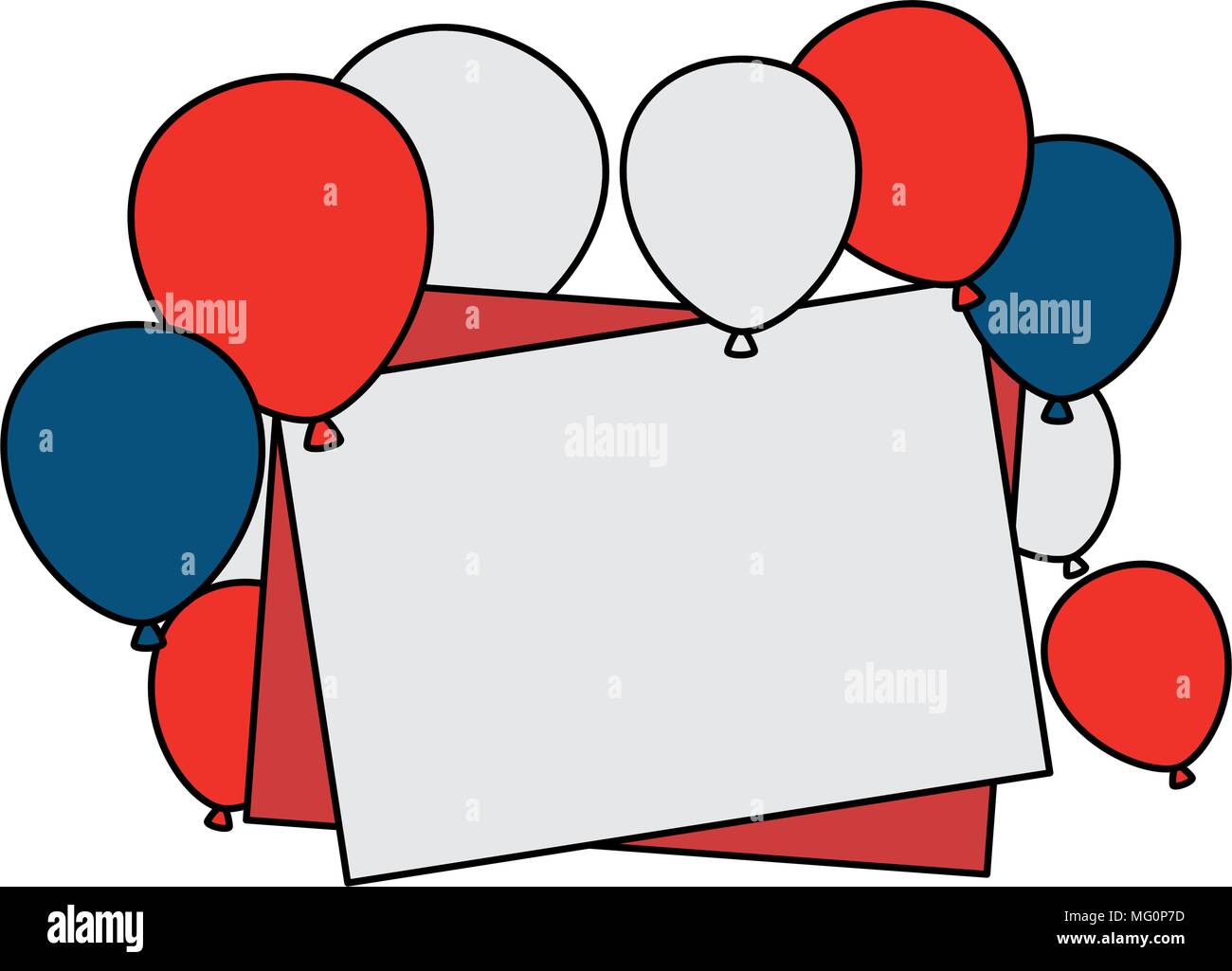 card paper with balloons air party vector illustration design Stock ...