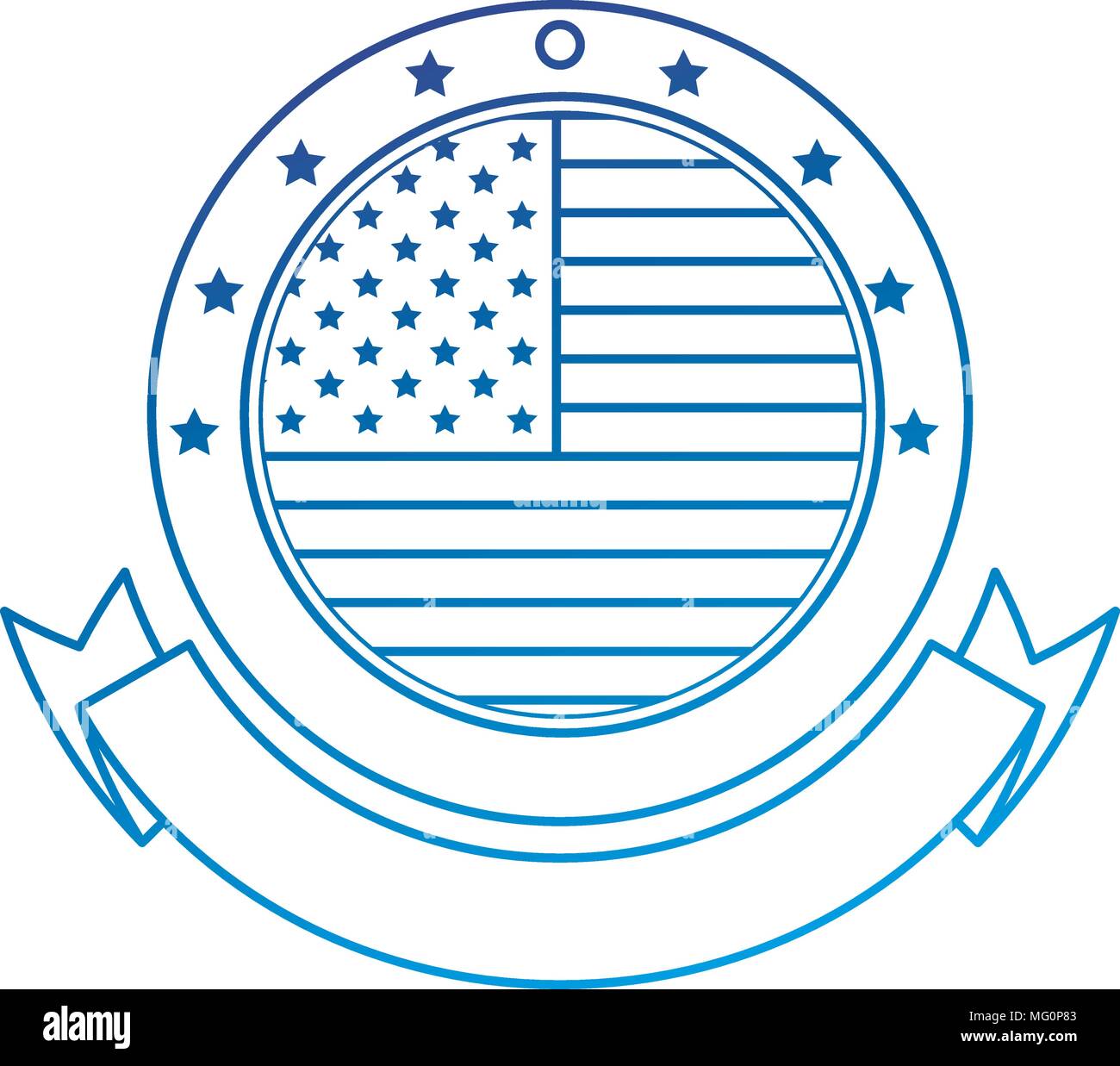 united states of america circular emblem with ribbon vector ...
