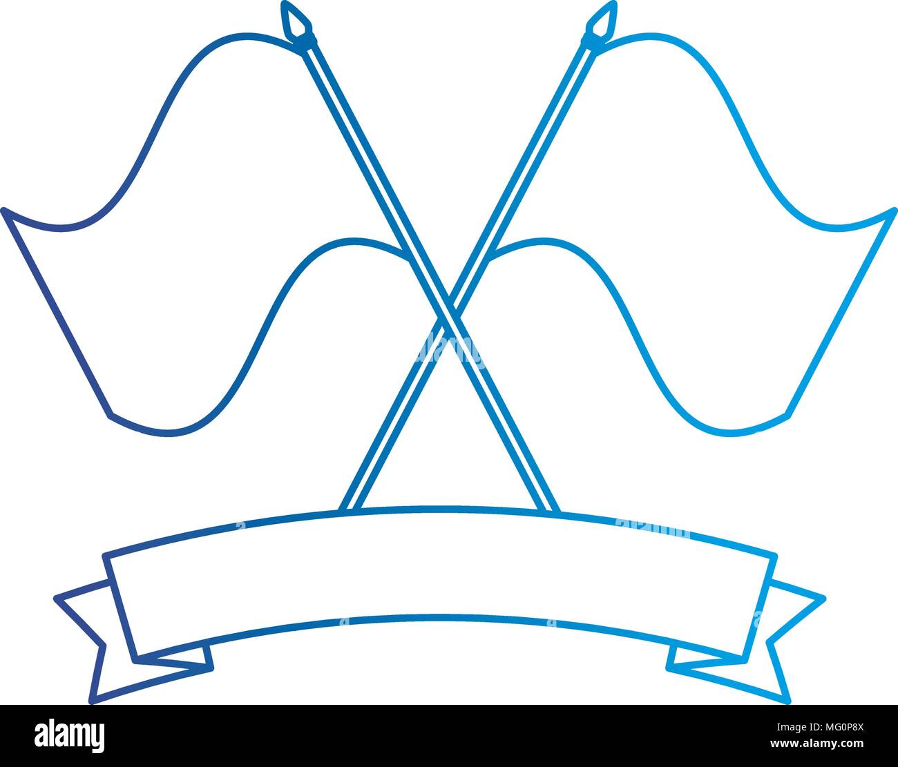 flags crossed in pole with ribbon vector illustration design Stock ...