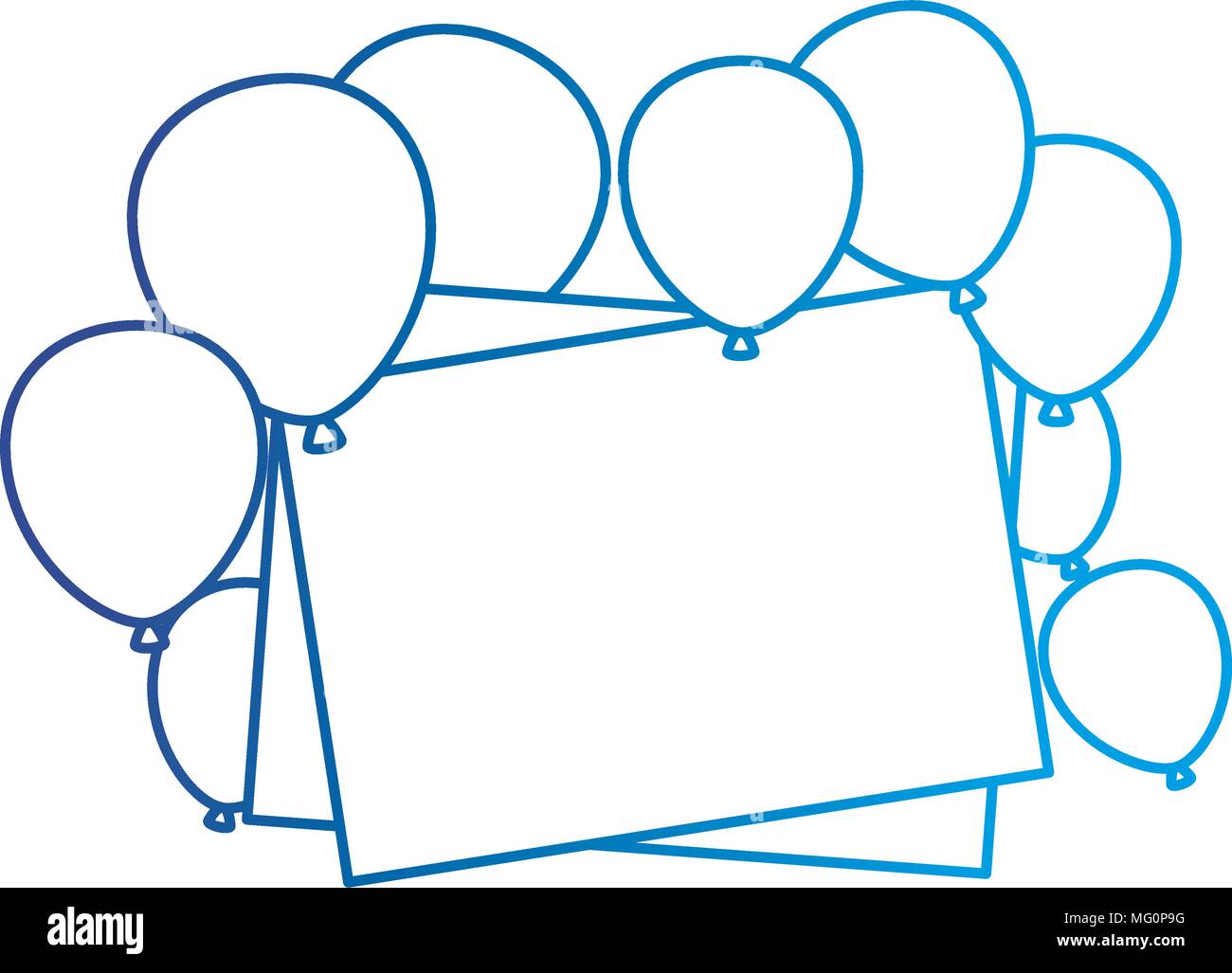 card paper with balloons air party vector illustration design Stock ...