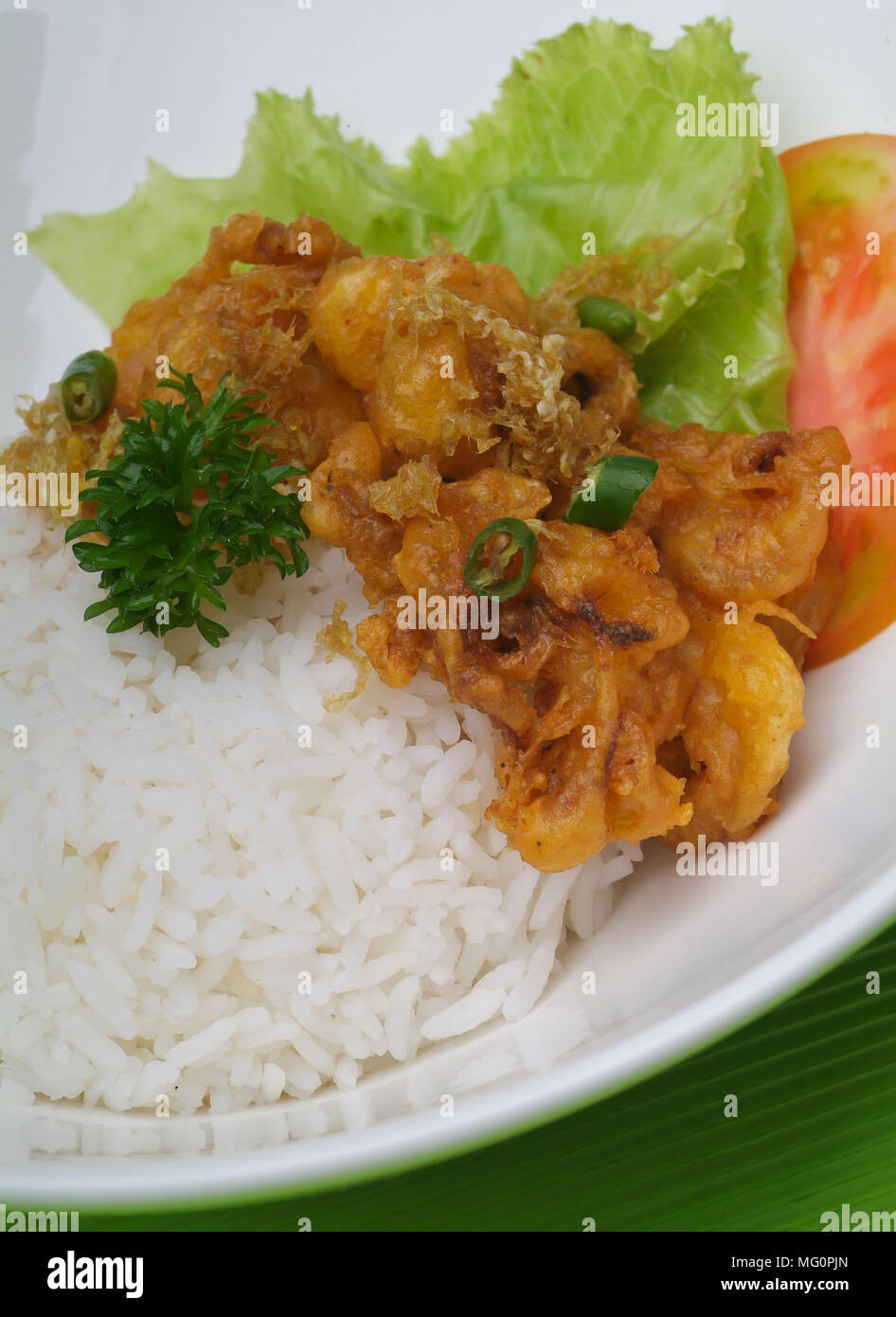 shrimp serve with rice asia food Stock Photo - Alamy