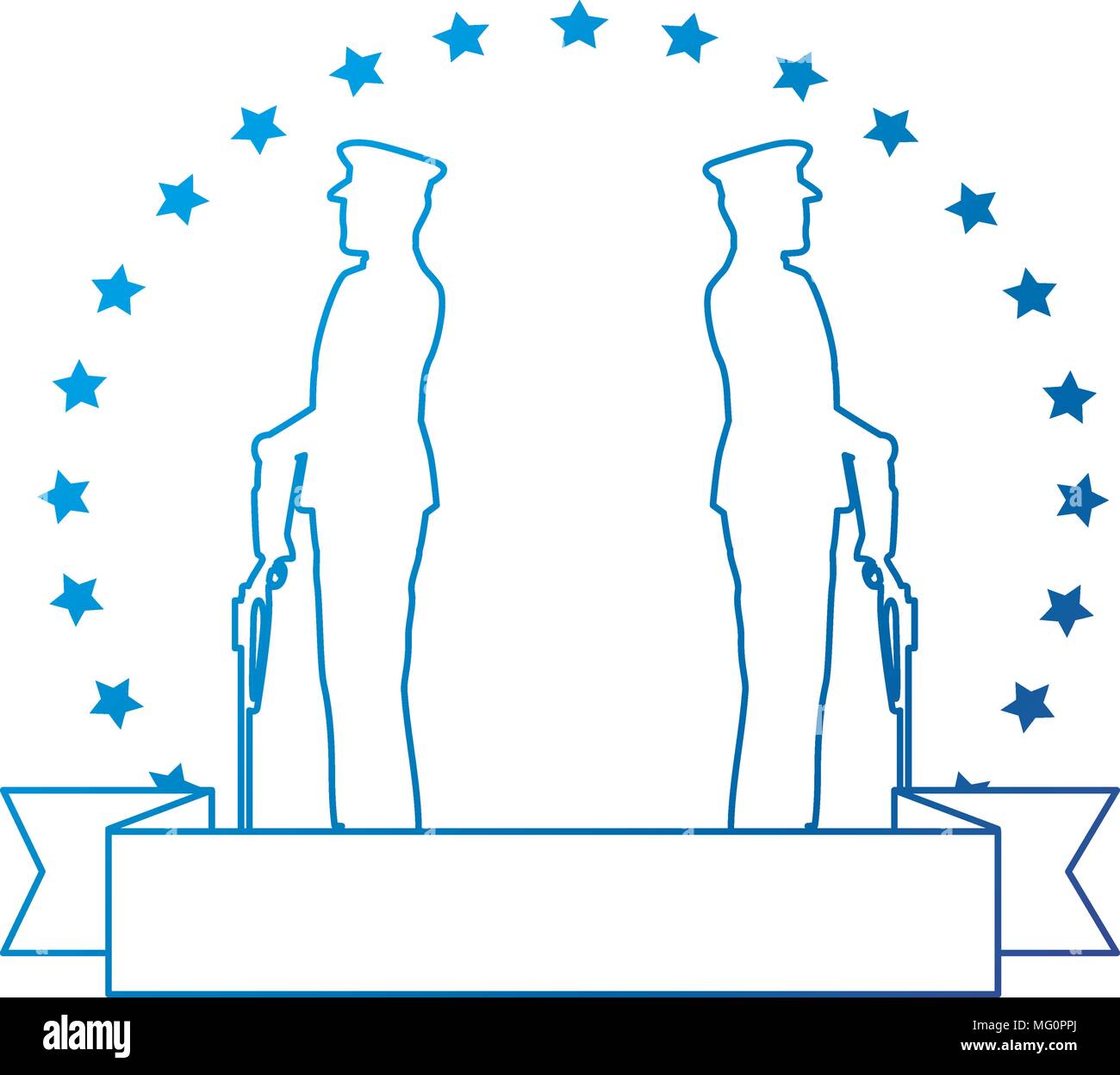military in ceremony with rifle and stars emblem vector illustration ...