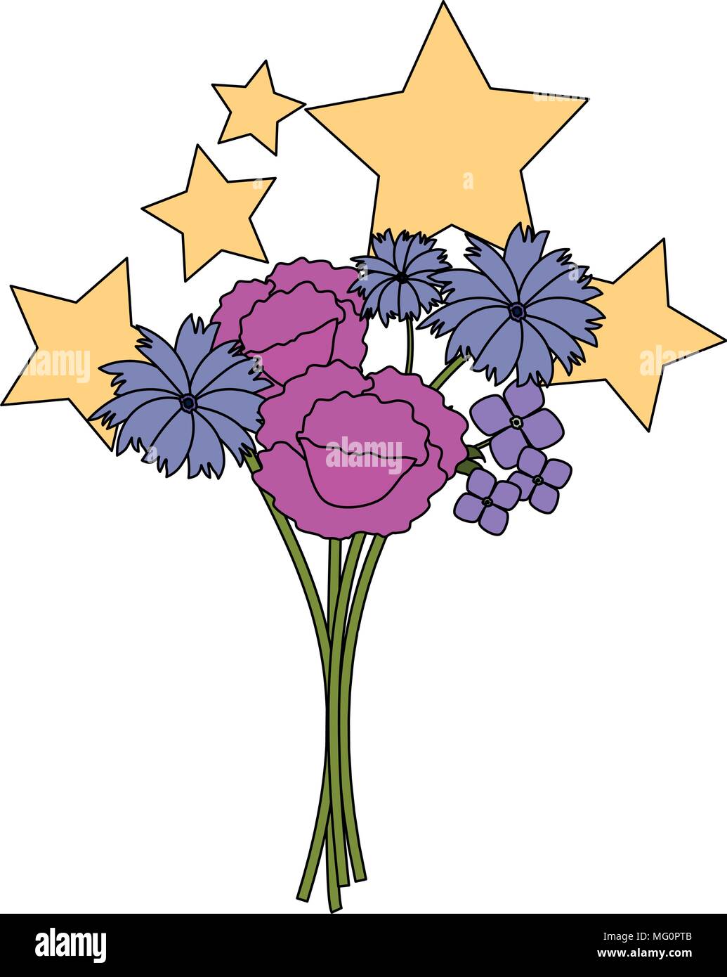 floral decoration with stars vector illustration design Stock Vector ...