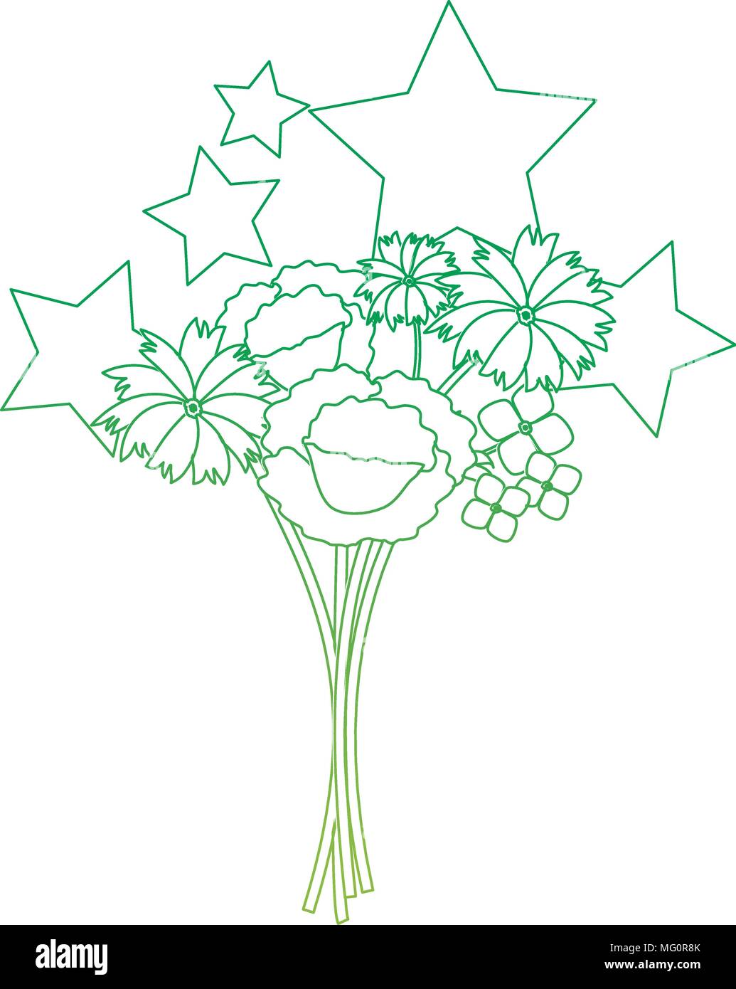 floral decoration with stars vector illustration design Stock Vector ...