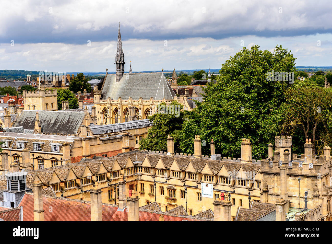 Aerial view of Brasenose College, Oxford, England. Oxford is known as ...
