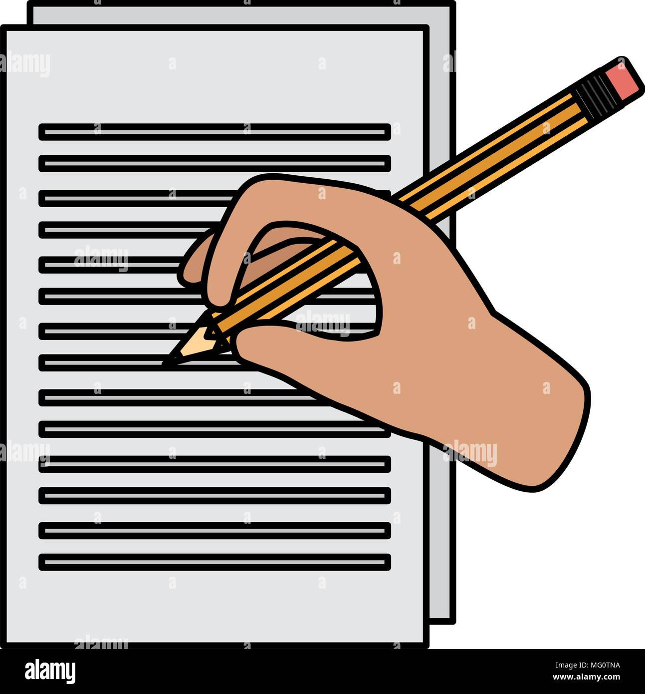 hand writing with pencil in paper vector illustration design Stock ...