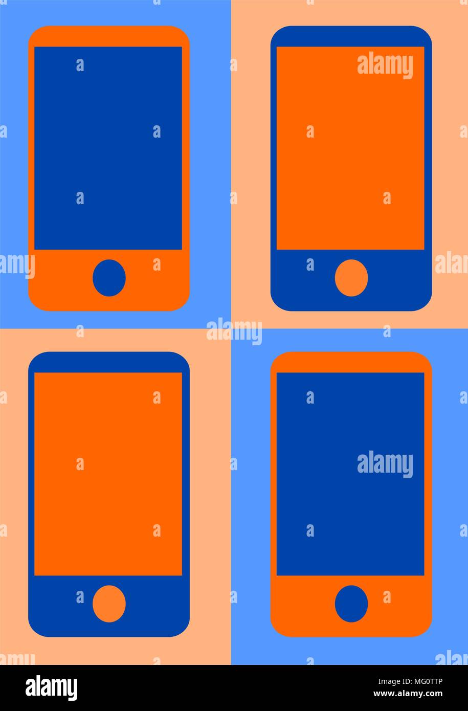 Orange and blue smartphone poster Stock Vector Image & Art - Alamy