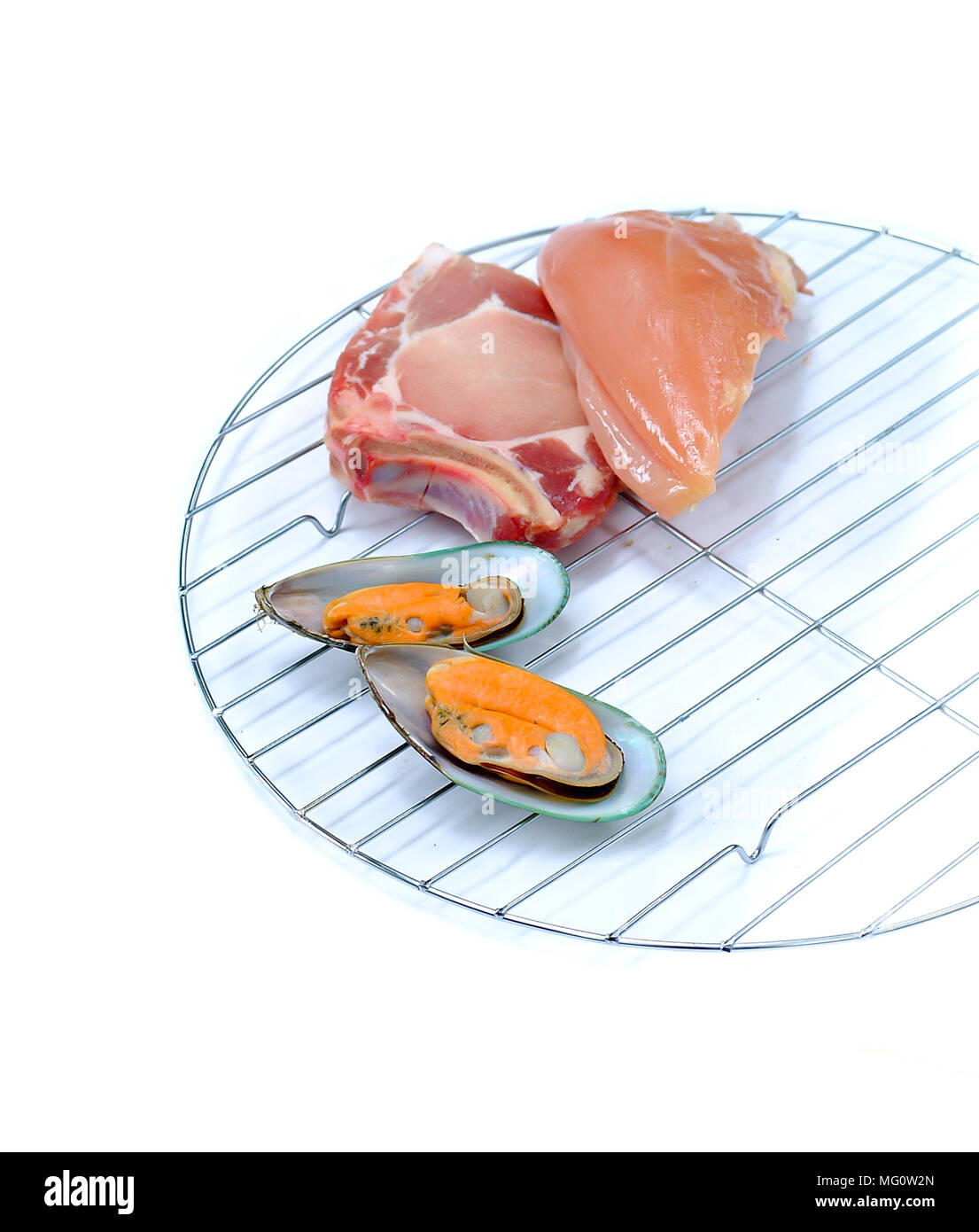 Meat collection isolated on white background Stock Photo - Alamy