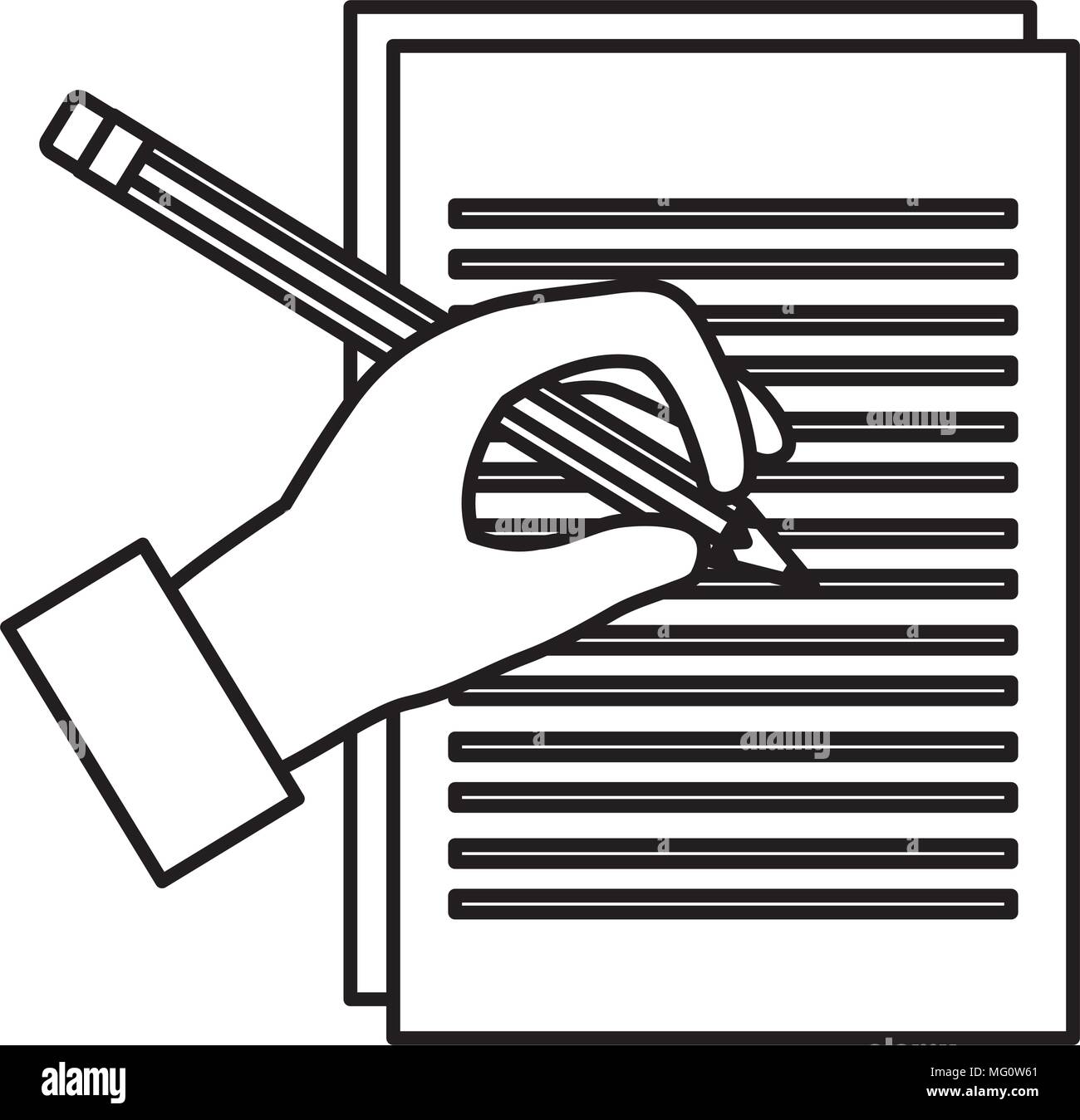 hand writing with pencil in paper vector illustration design Stock ...