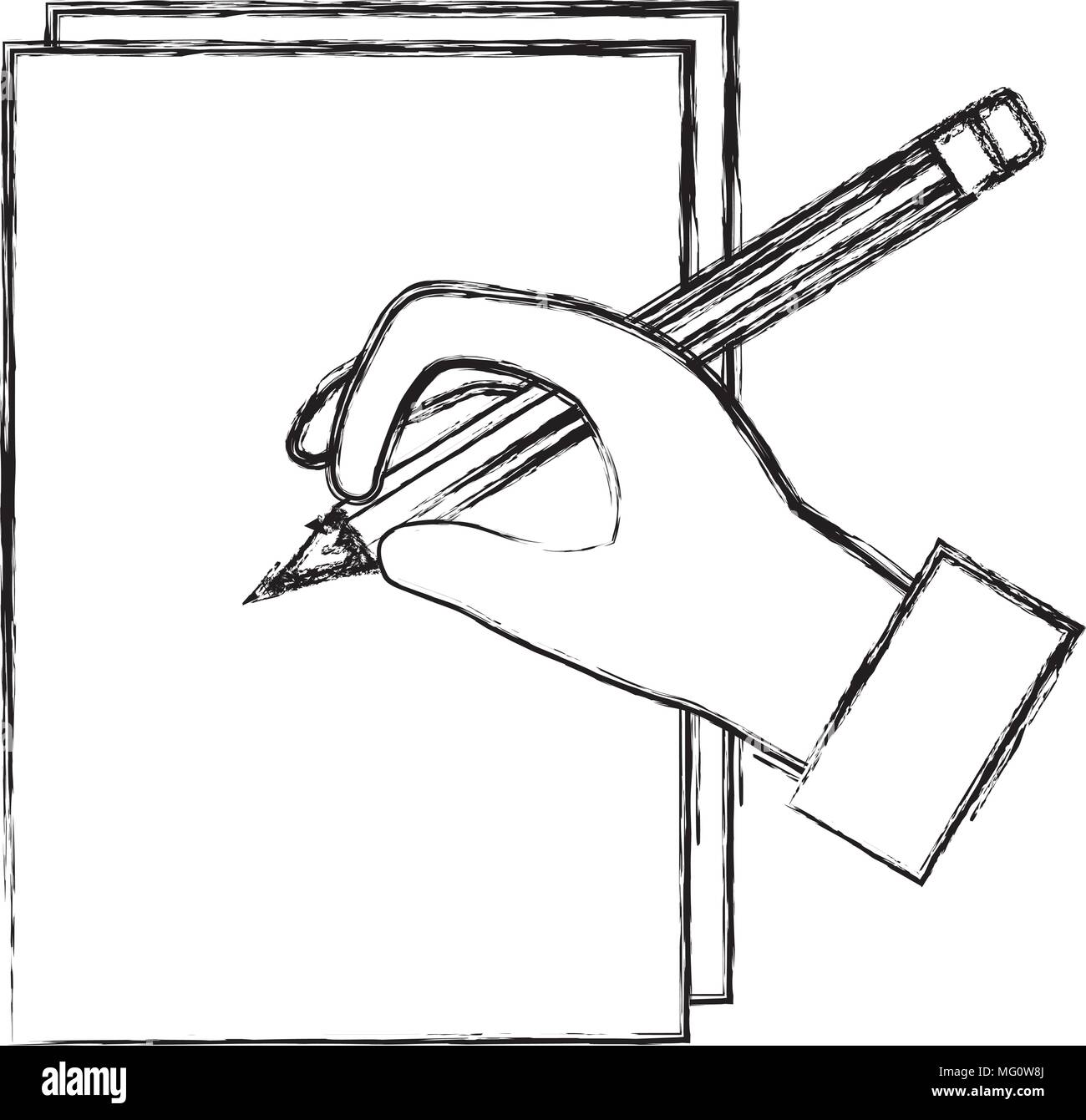 hand writing with pencil in paper vector illustration design Stock ...