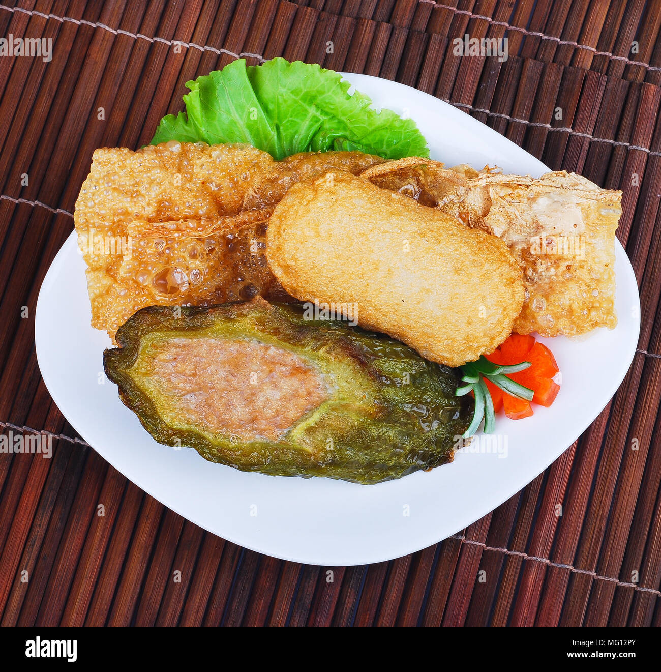Yong Tau Fu. delicious Asian Chinese cuisine of fish paste stuffed ...