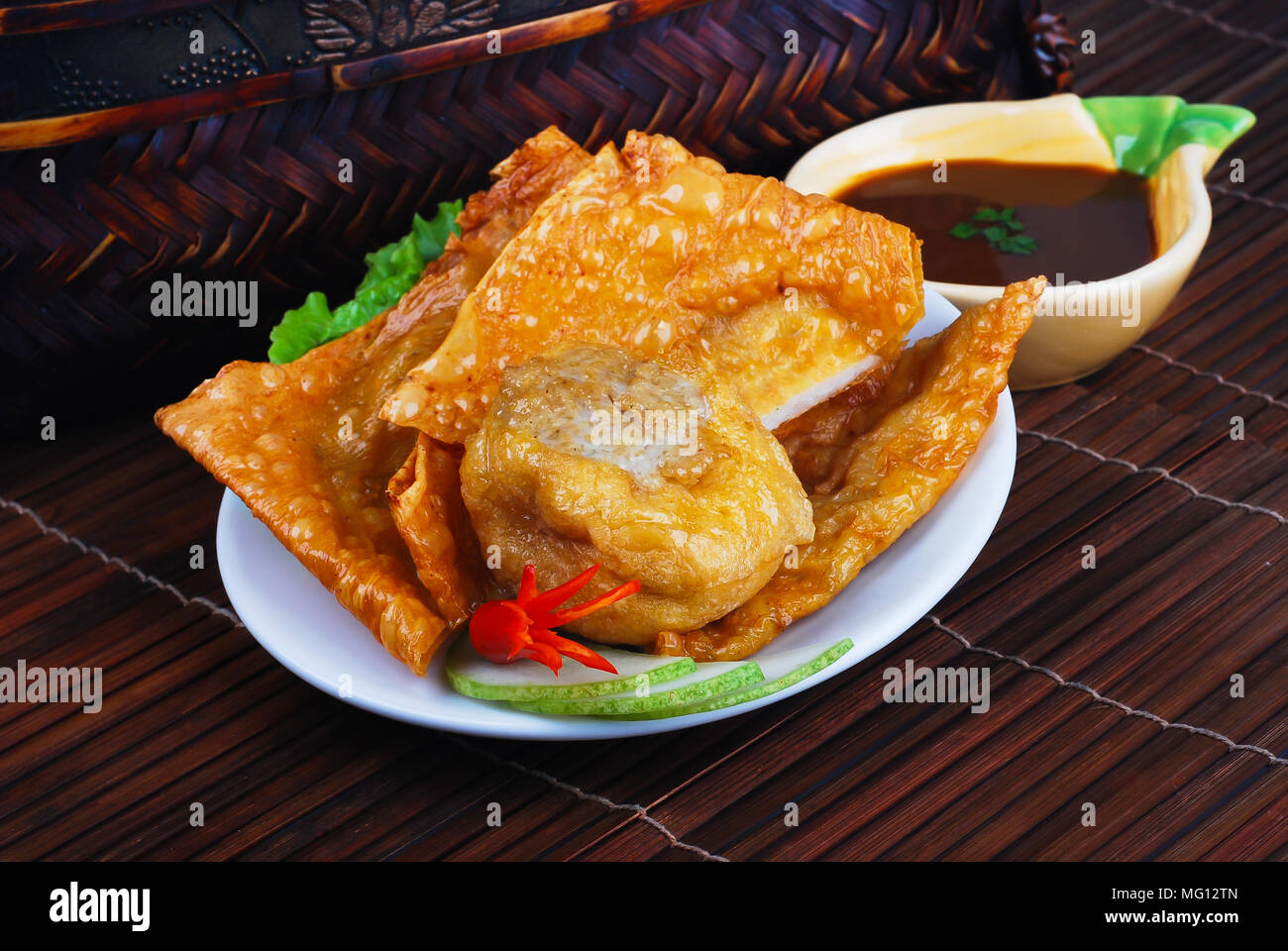 Yong Tau Fu. delicious Asian Chinese cuisine of fish paste stuffed ...
