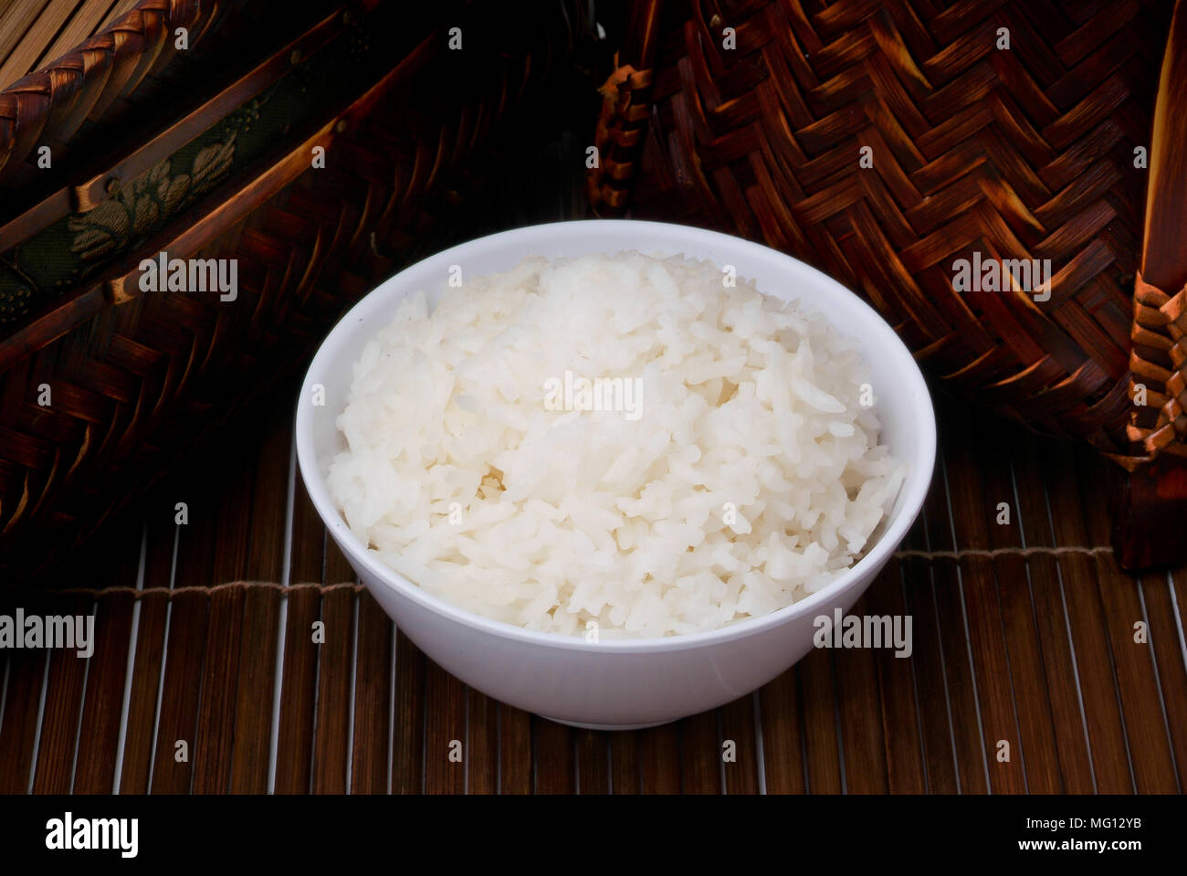Rice. White steamed rice in round bowl Stock Photo - Alamy