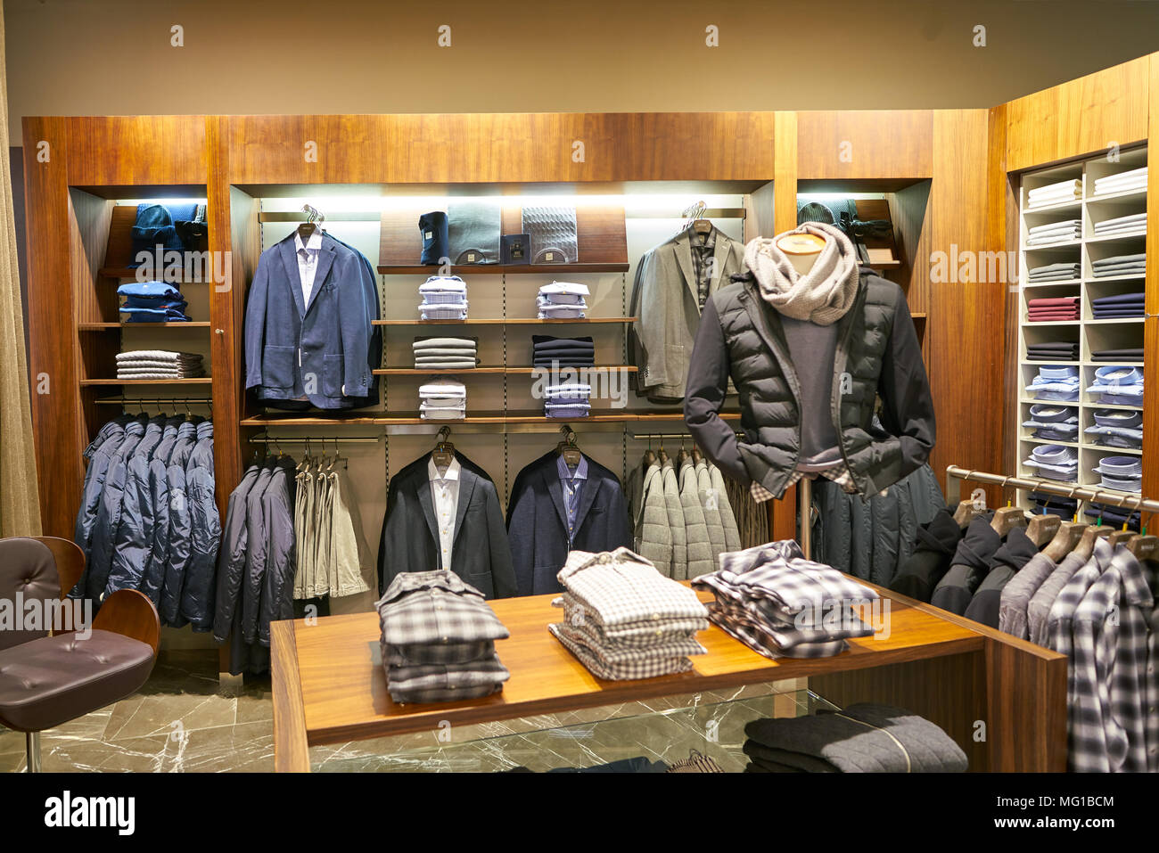 MILAN MALPENSA, ITALY - CIRCA NOVEMBER, 2017: clothing on display at ...