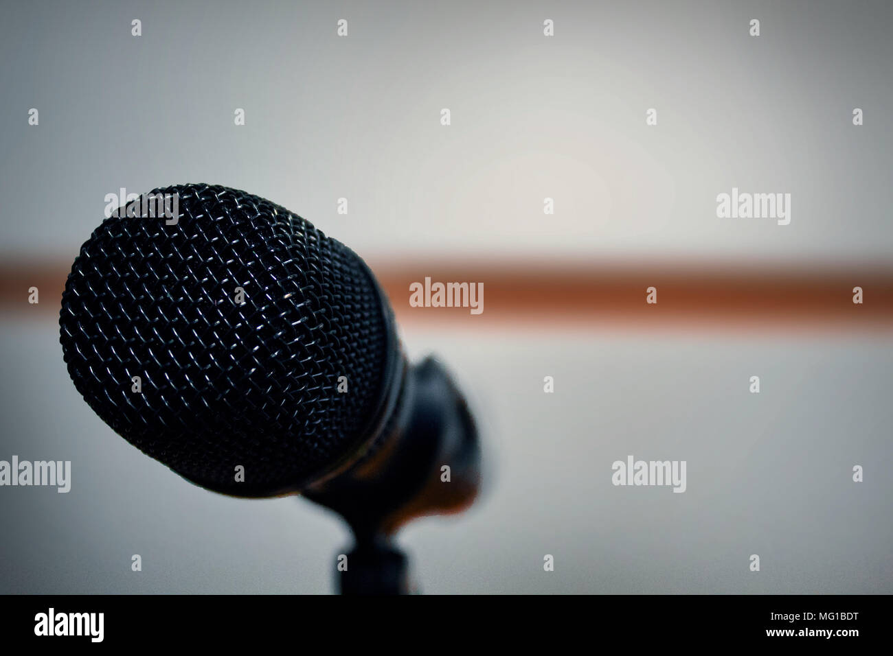 Close up of a microphone with blurred background Stock Photo - Alamy