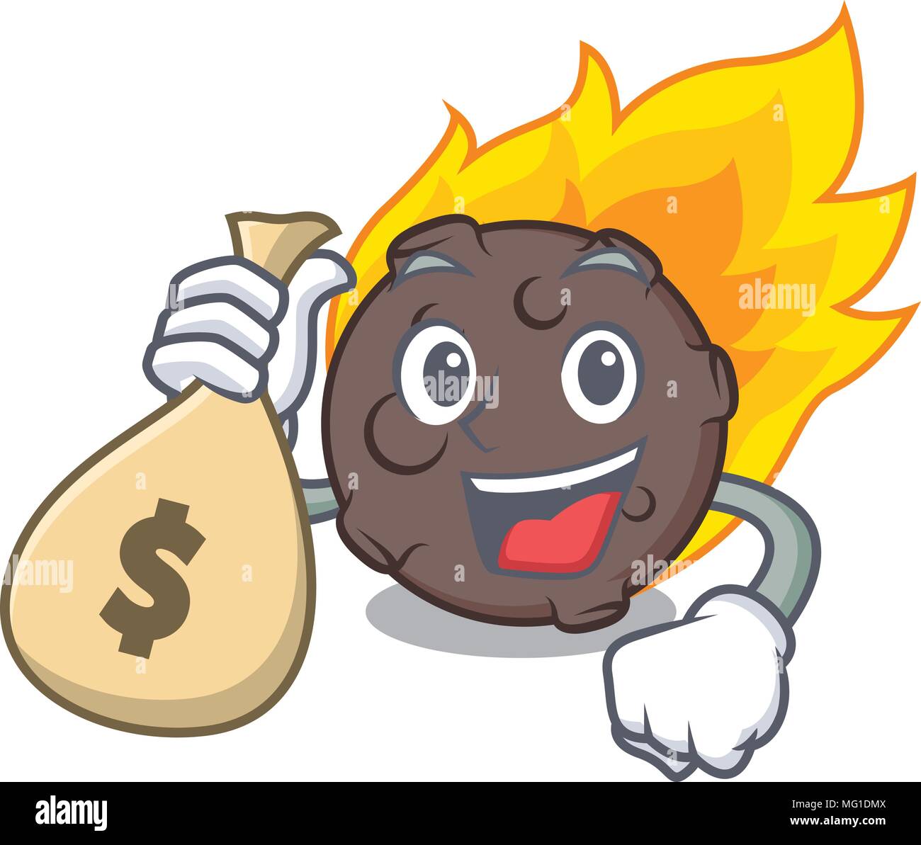With money bag meteorite character cartoon style vector illustration ...