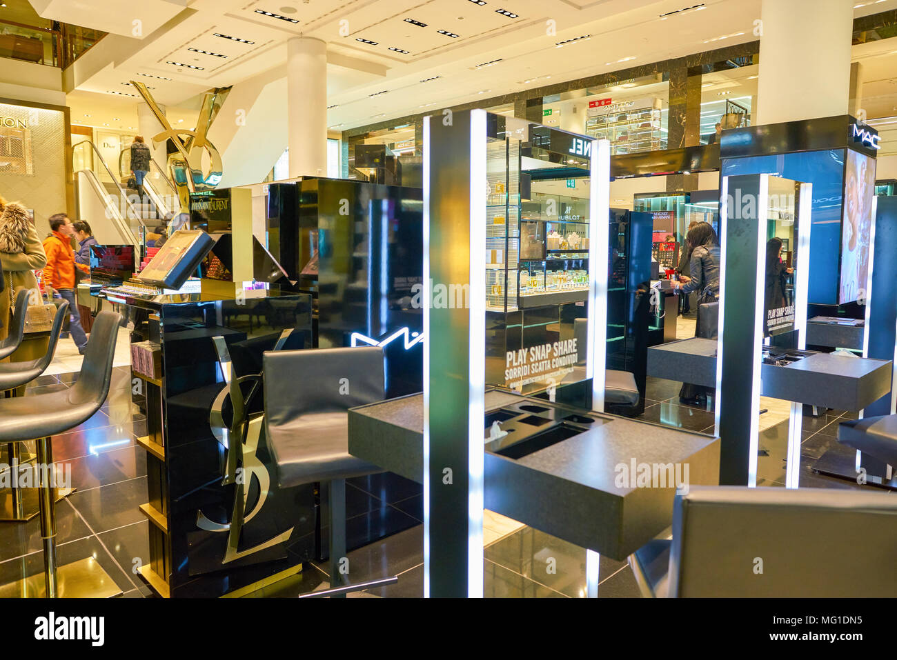 MILAN, ITALY - CIRCA NOVEMBER, 2017: inside Rinascente in Milan ...