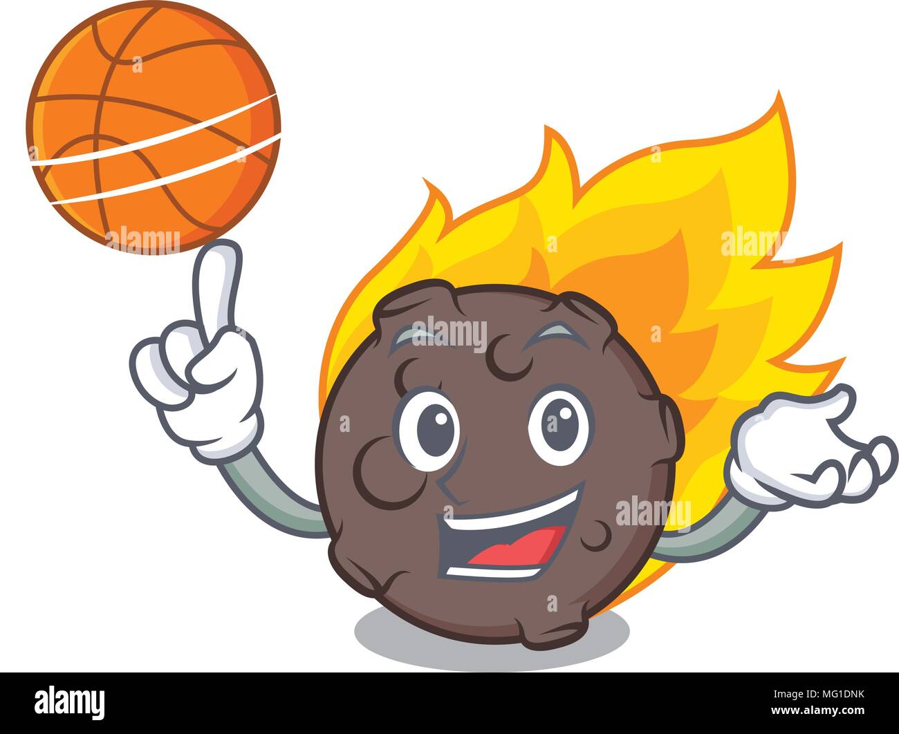 With basketball meteorite character cartoon style vector illustration ...
