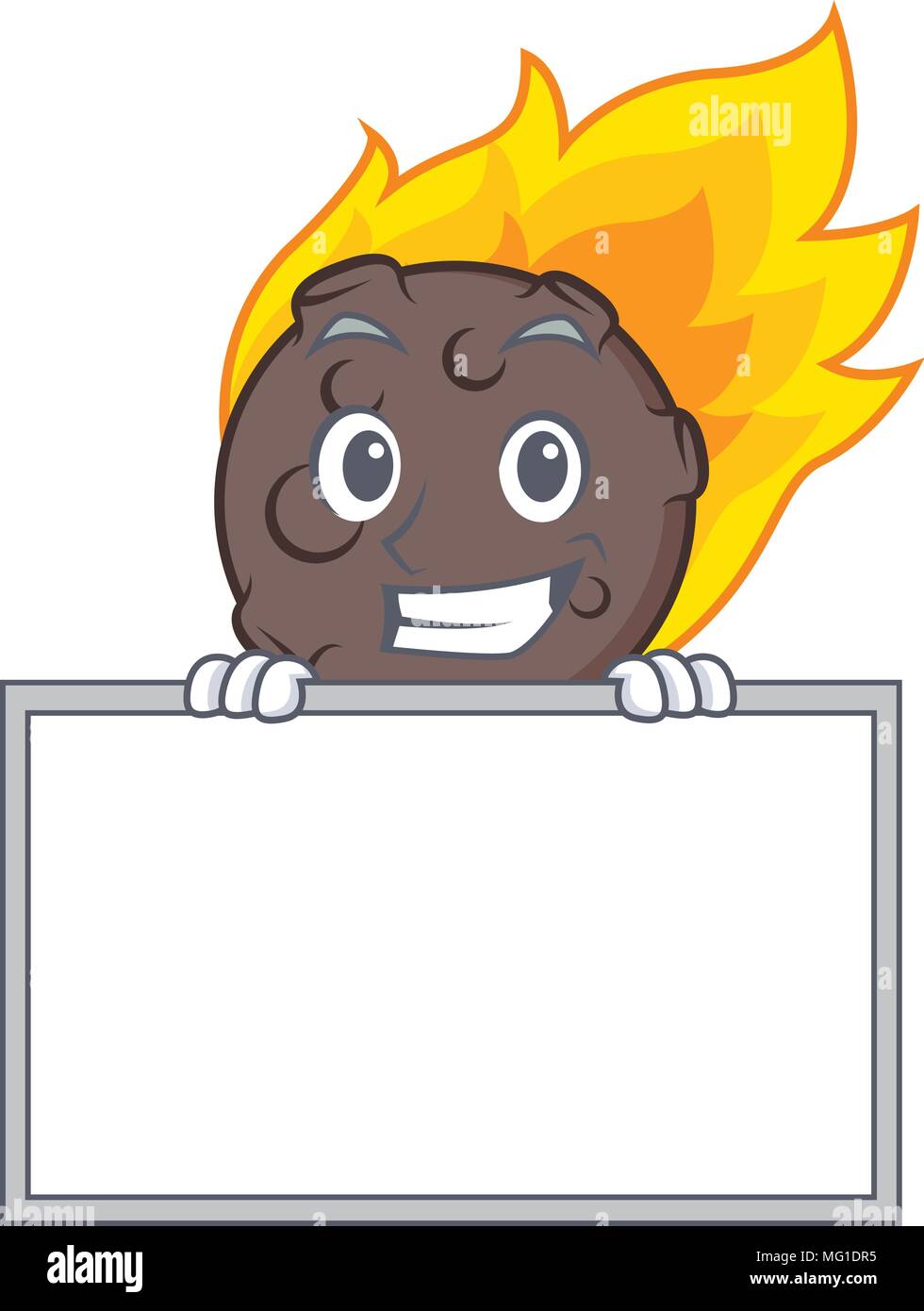 Grinning with board meteorite character cartoon style vector ...